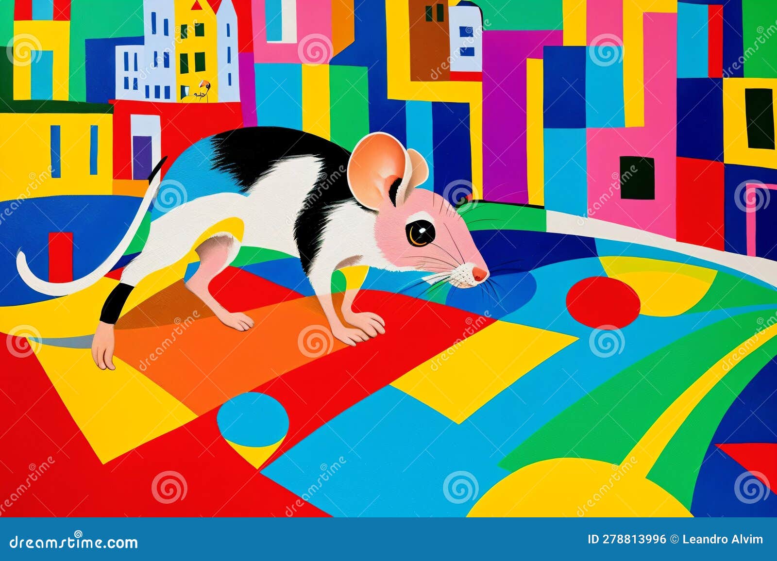 Curious Mouse in the Colorful City.AI Generated Stock Illustration ...