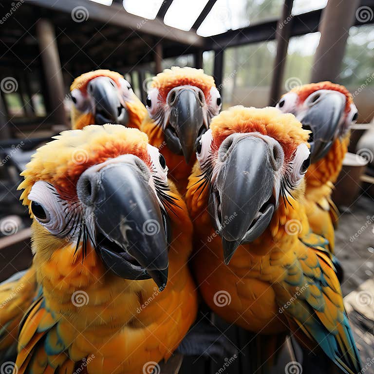 Curious Parrots Huddle Up for a Vibrant Group Portrait. AI Generation ... Curious Parrots Huddle Up for a Vibrant Group Portrait. AI Generation ...