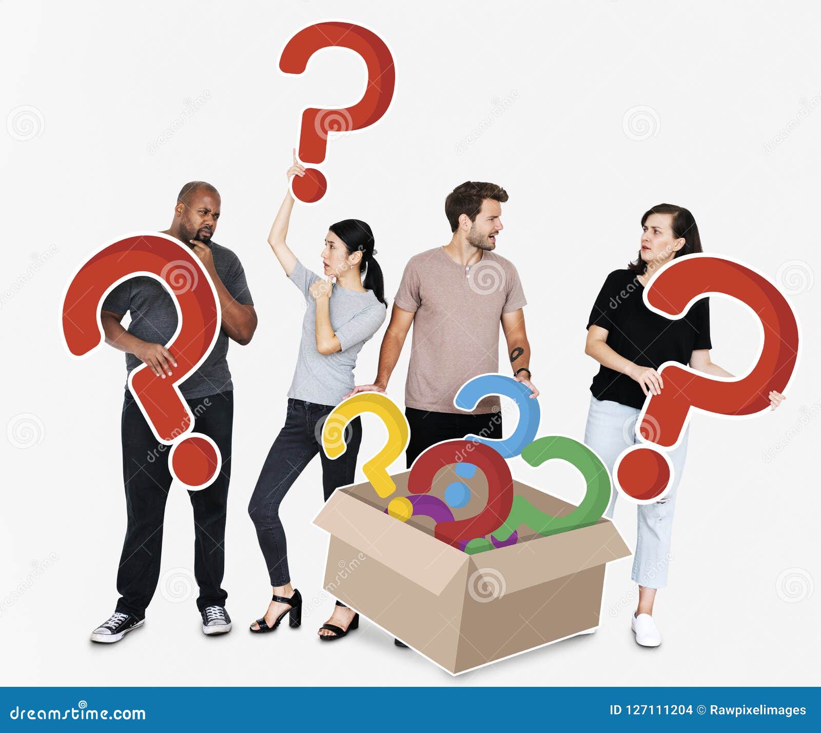 Curious People with Question Marks Stock Photo - Image of curious ...