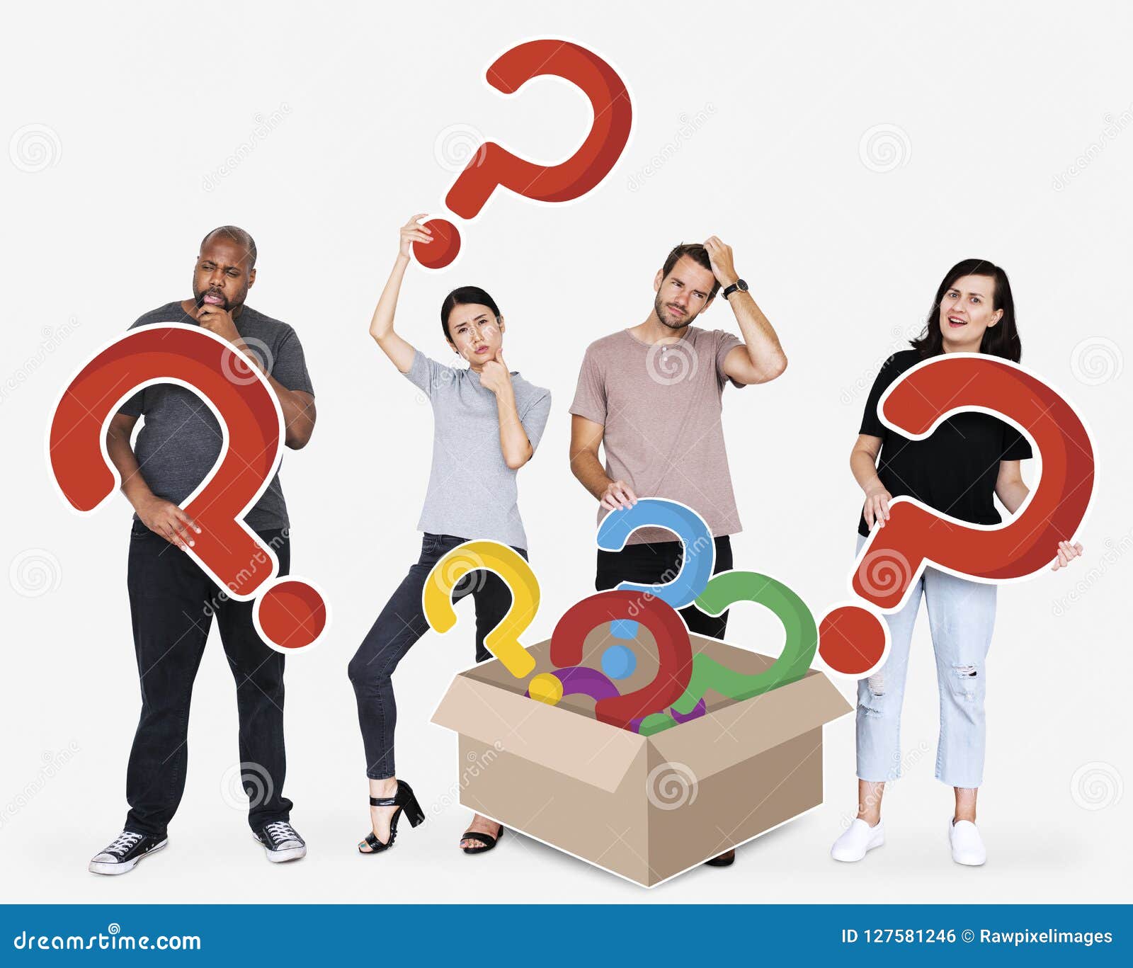 Curious People with Question Marks Stock Photo - Image of icon ...