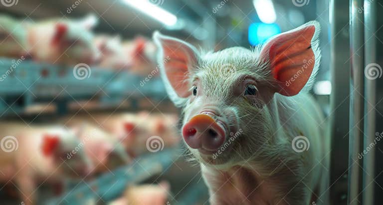 Curious Pig Staring at Camera in Pen Stock Photo - Image of looking ...
