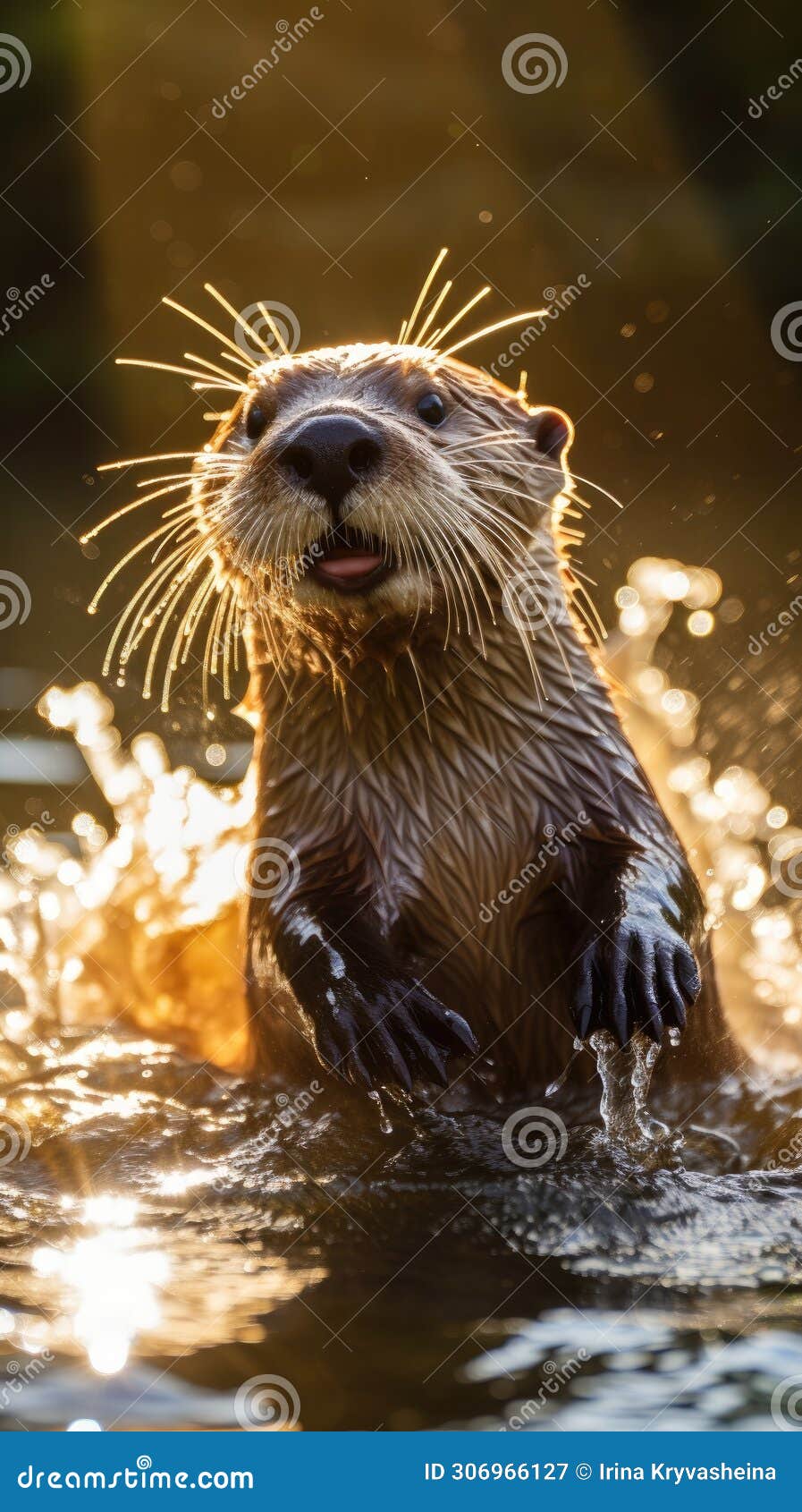 A Curious and Playful Otter Splashes through the Water Stock Image ...