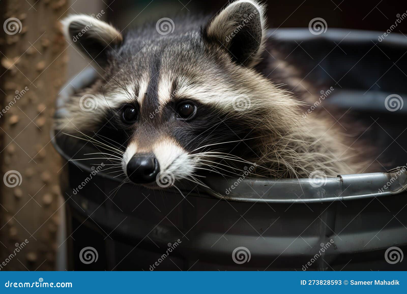 A Curious and Playful Raccoon in a Trash Can Generative AI Stock ...