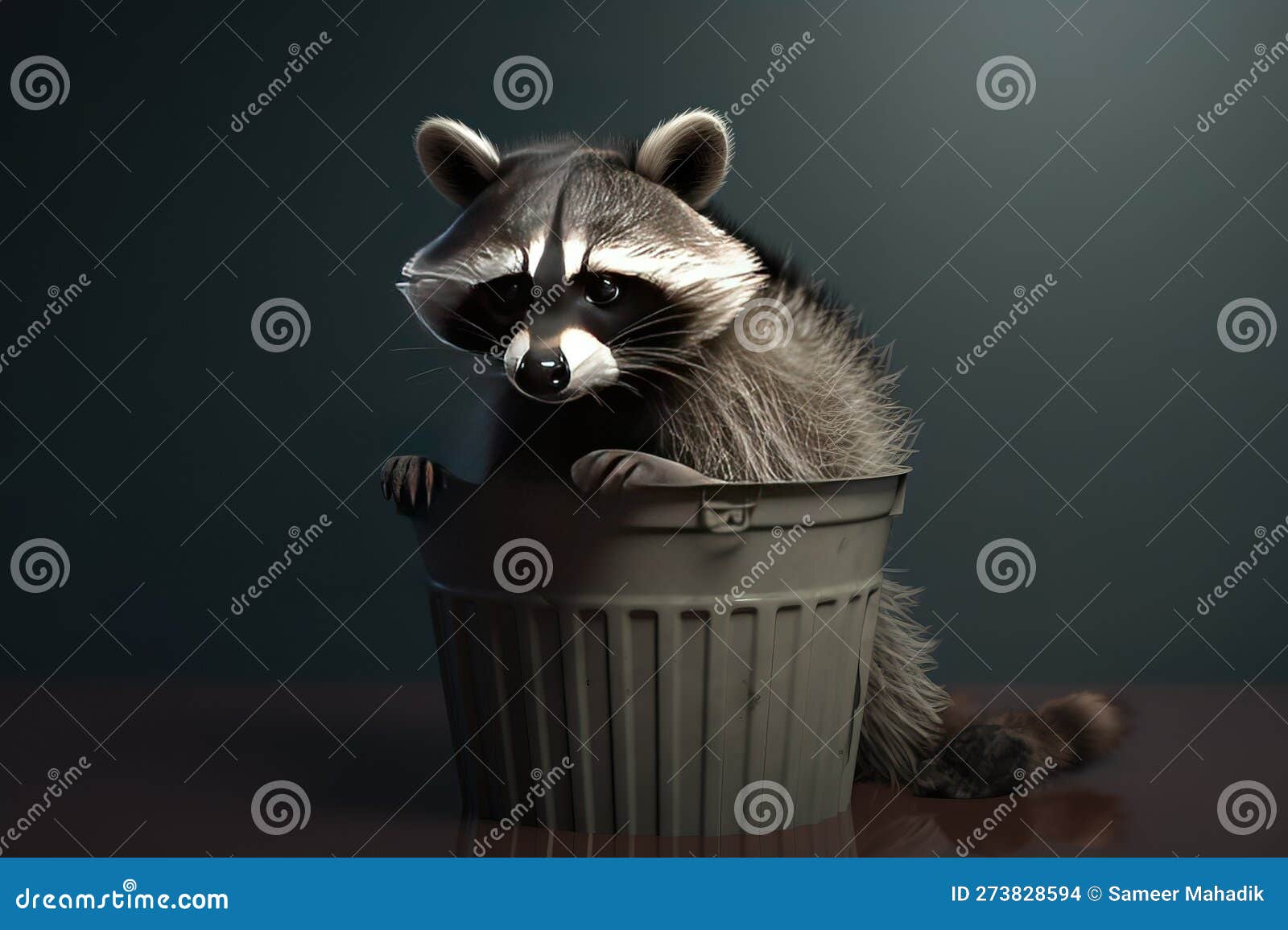 A Curious and Playful Raccoon in a Trash Can Generative AI Stock ...