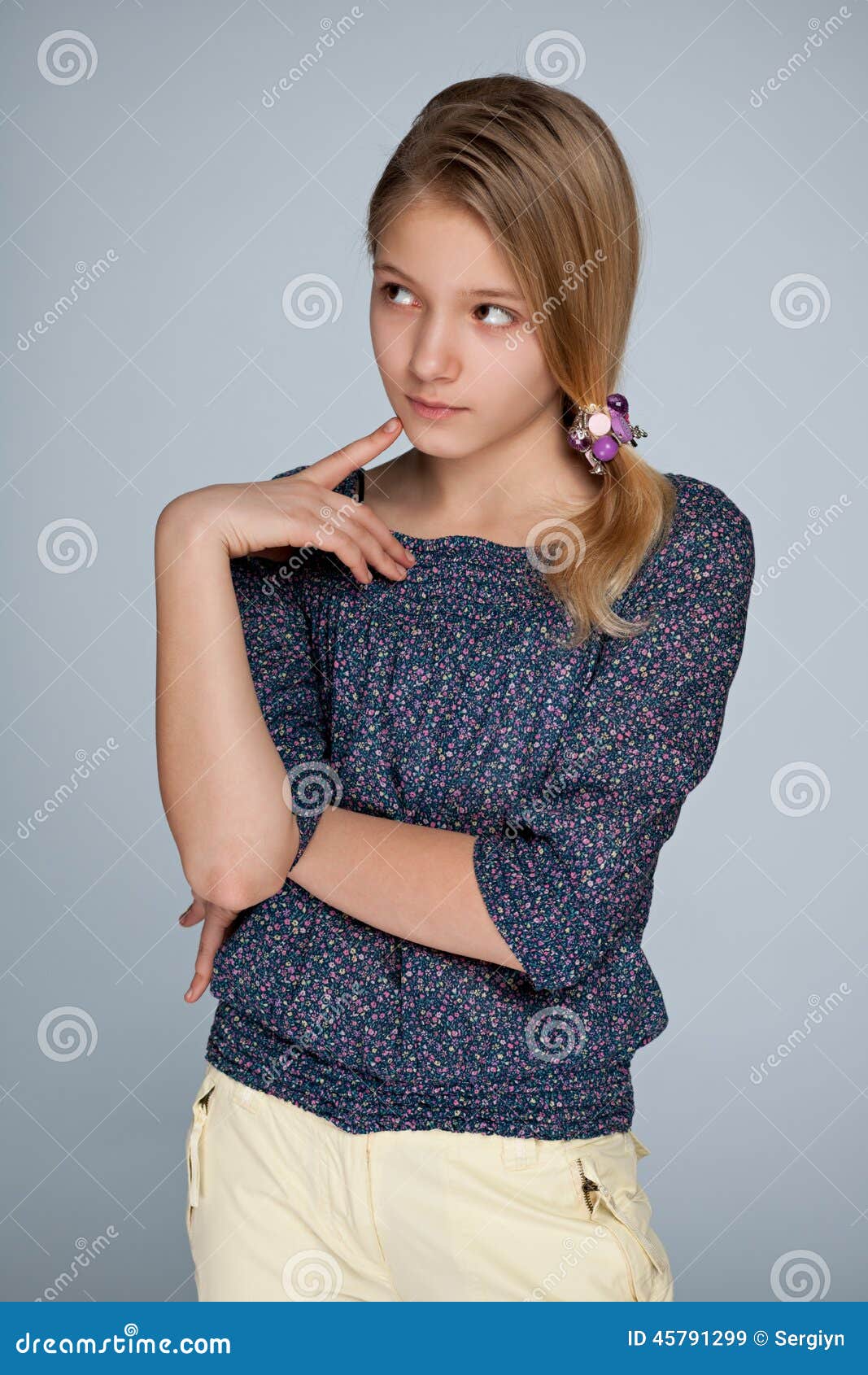 Curious pretty girl stock image. Image of pensive, teenager - 45791299