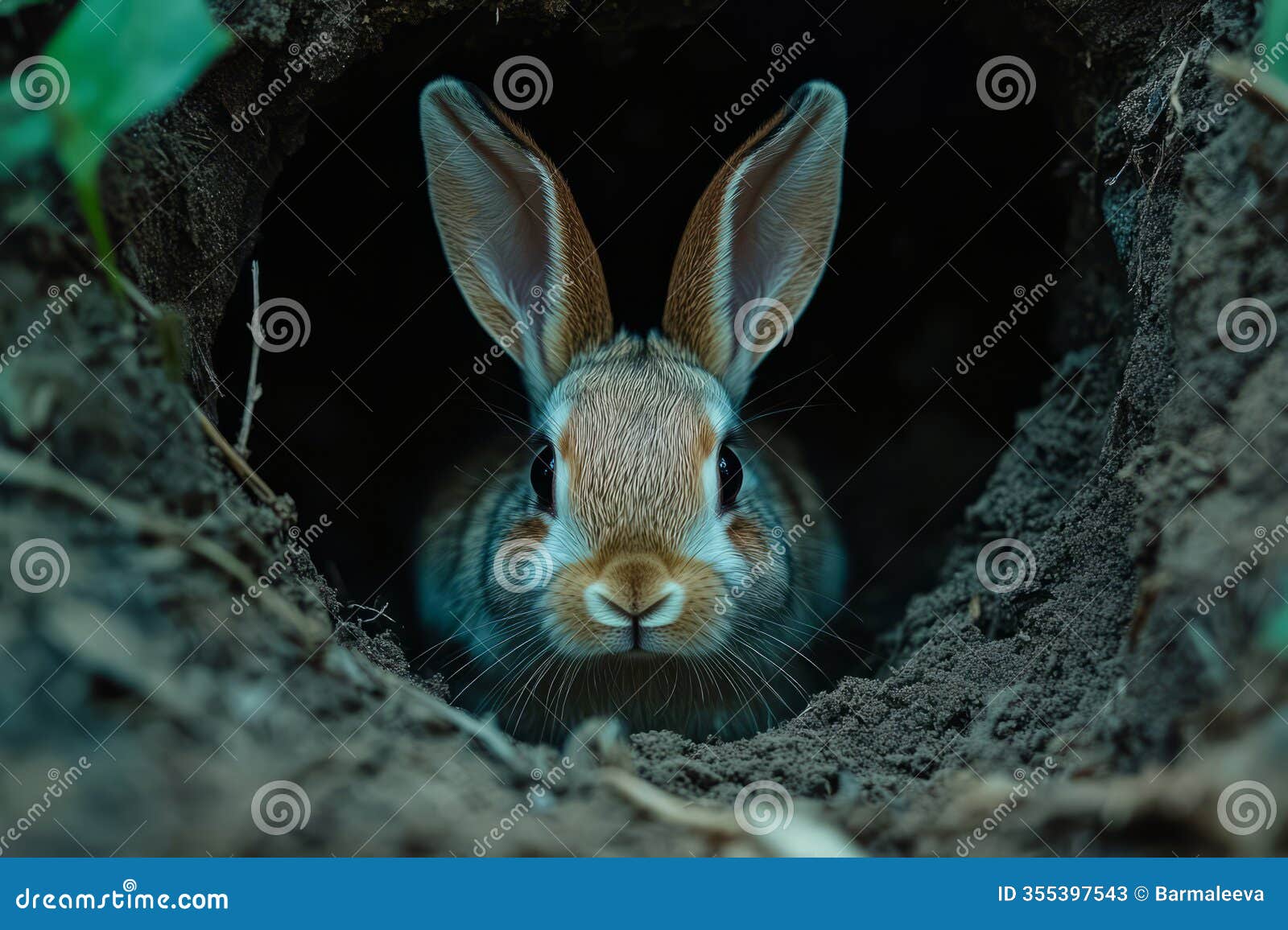 Curious Rabbit Emerging from Burrow Stock Image - Image of curiosity ...