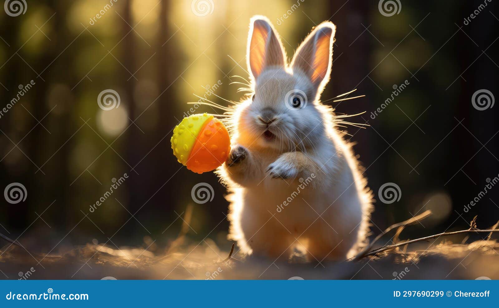 Curious Rabbit Playing with Toys Stock Illustration - Illustration of ...
