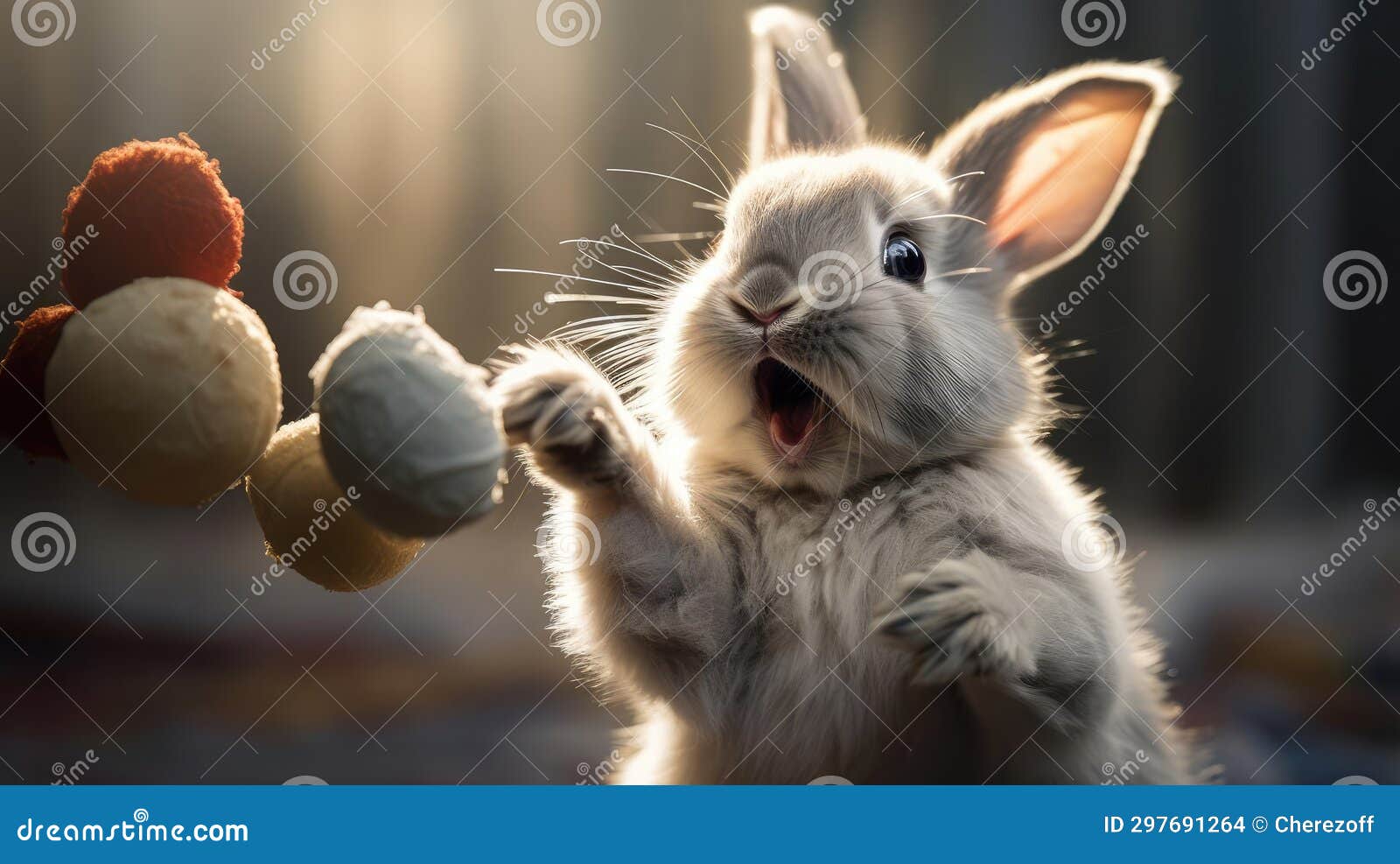 Curious Rabbit Playing with Toys Stock Photo - Image of friendly, pets ...