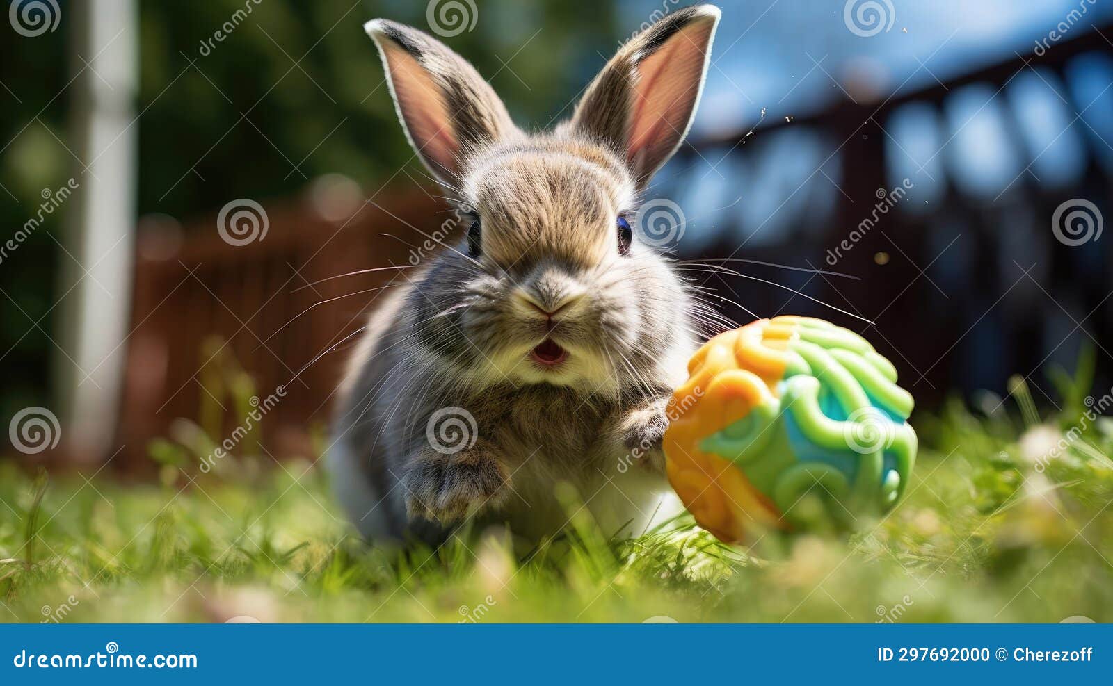 Curious Rabbit Playing with Toys Stock Photo - Image of communicating ...