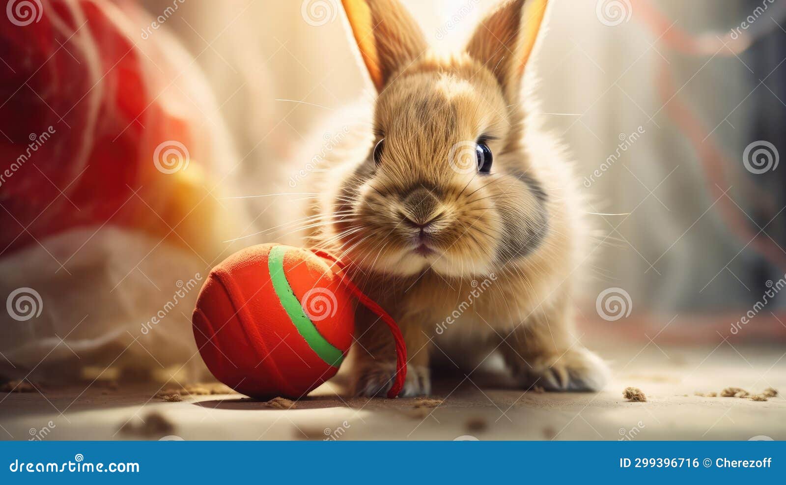 Curious Rabbit Playing with Toys Stock Photo - Image of bunny, farm ...
