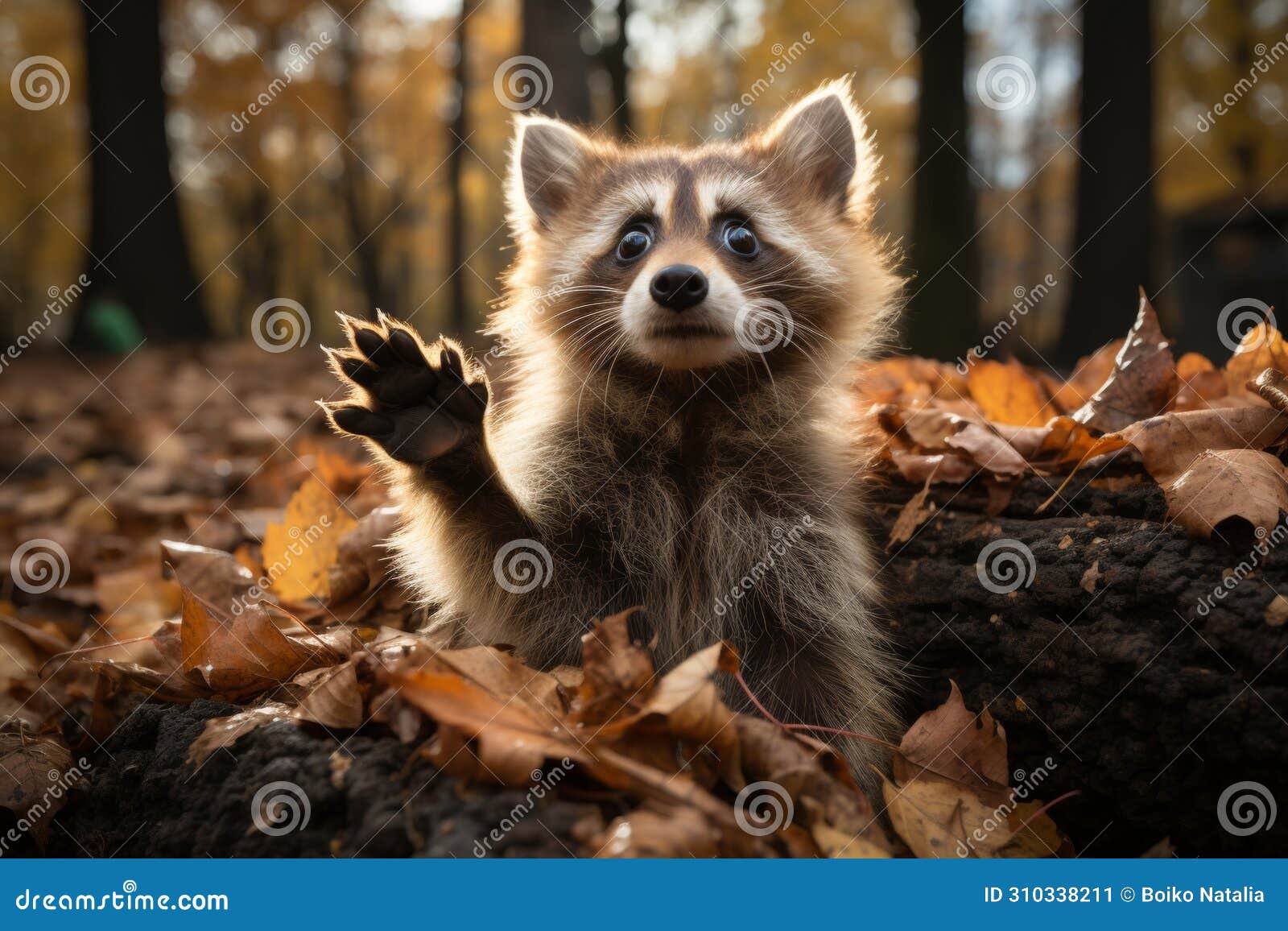 Curious Raccoon with Astonished Expression in Natural Habitat Stock ...