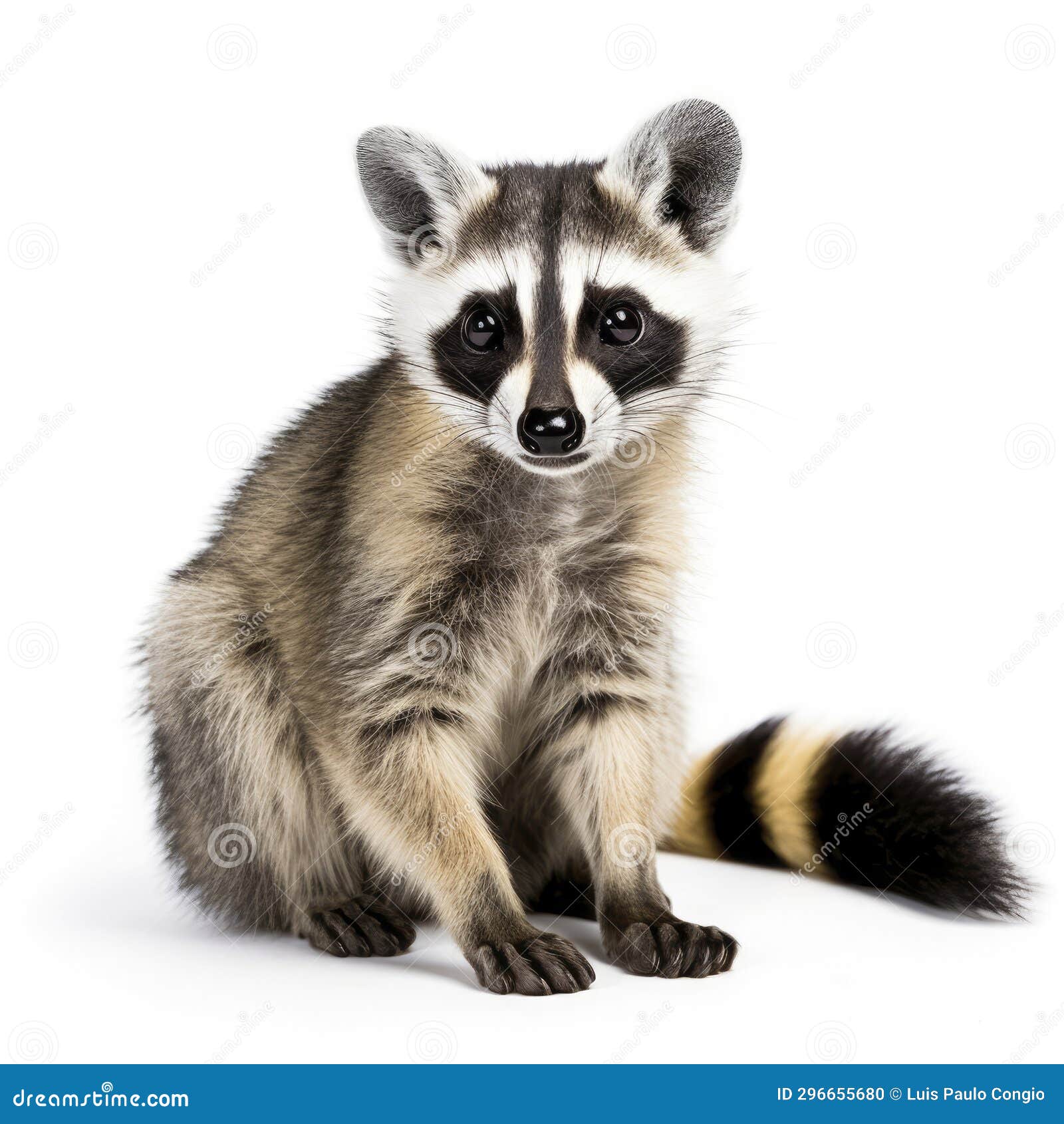 A Curious Raccoon Sitting on a Clean White Surface Stock Photo - Image ...