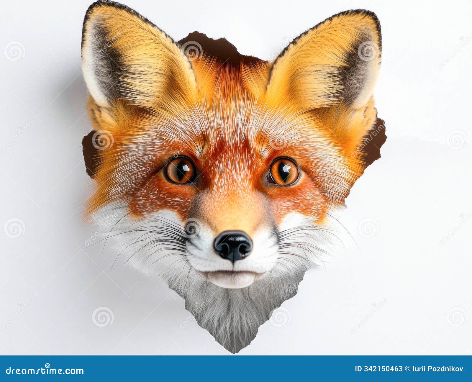 Curious Red Fox Peeking through Torn Paper Hole Stock Image - Image of ...