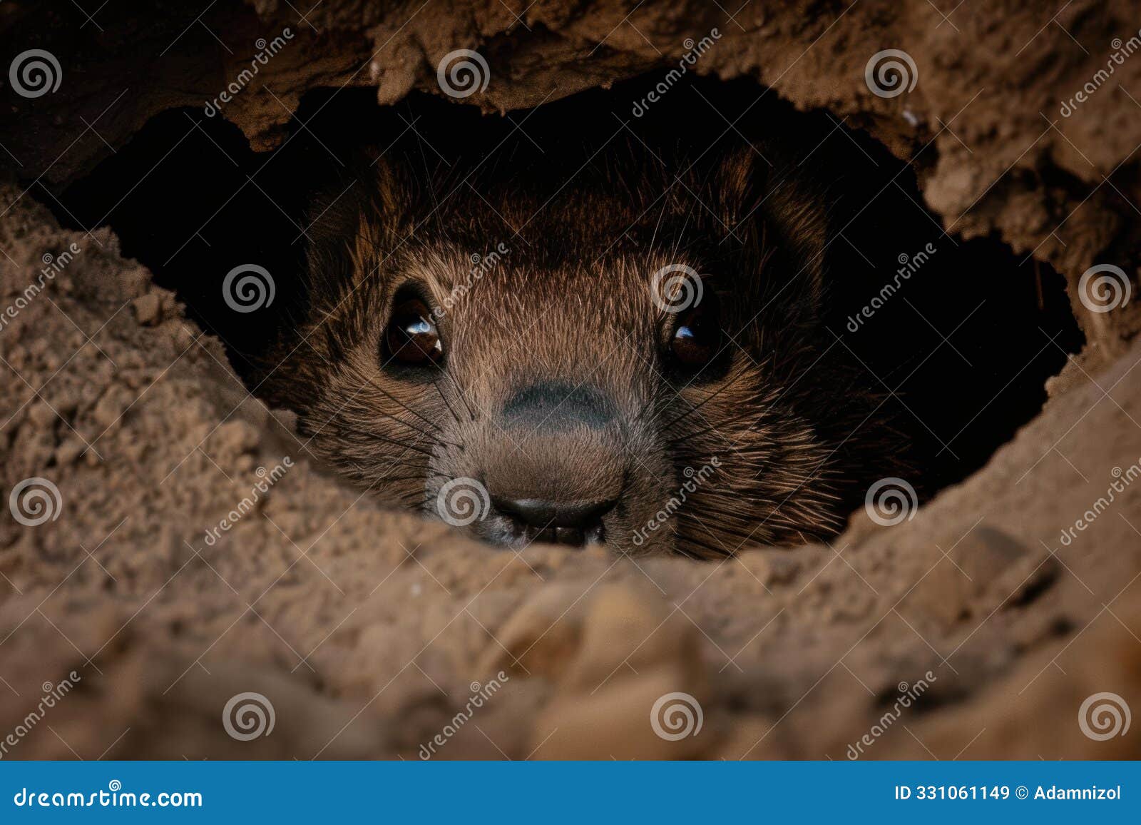 Curious Rodent Peeking Out From Behind A Log Stock Image ...