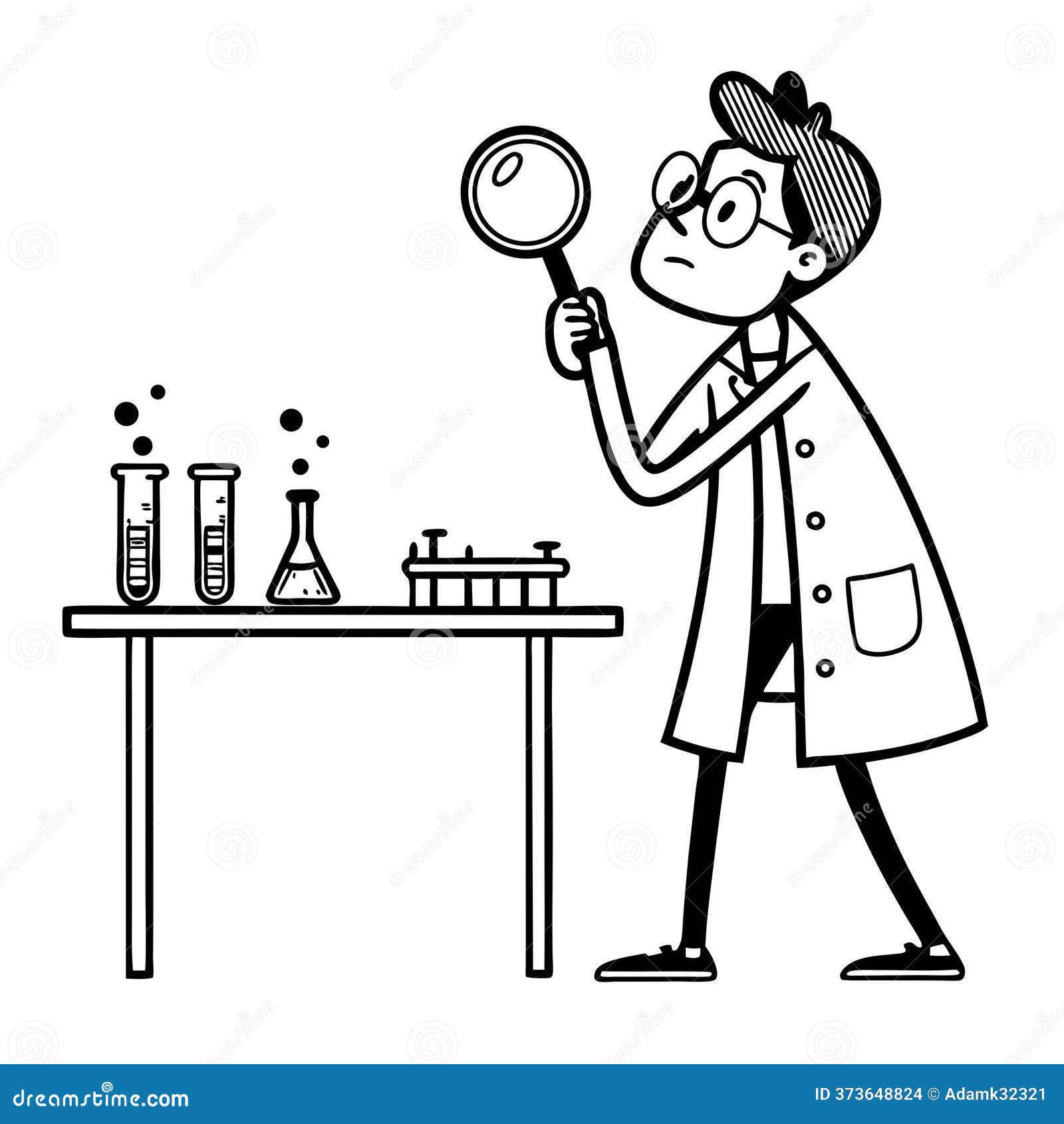 Curious Boy Scientist With Glasses And Lab Equipment, Adorable Animated ...