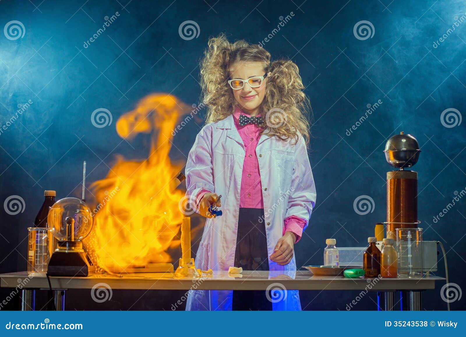 Curious Scientist Experimenting in Laboratory Stock Photo - Image of ...