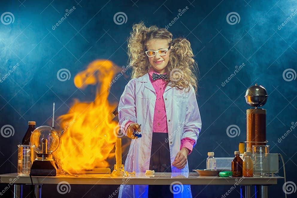 Curious Scientist Experimenting in Laboratory Stock Photo - Image of ...
