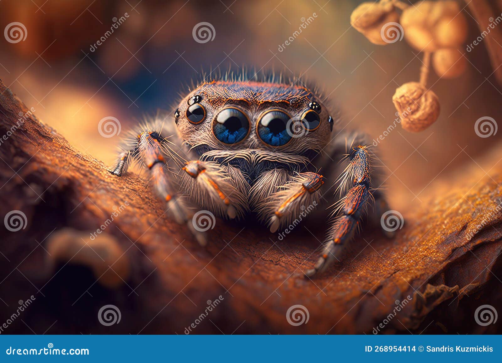 Curious Spider with Many Eyes. Generative AI Stock Illustration ...