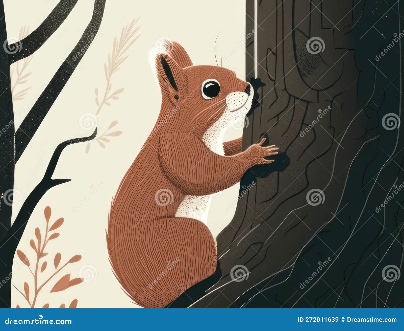 How To Draw A Squirrel Climbing A Tree