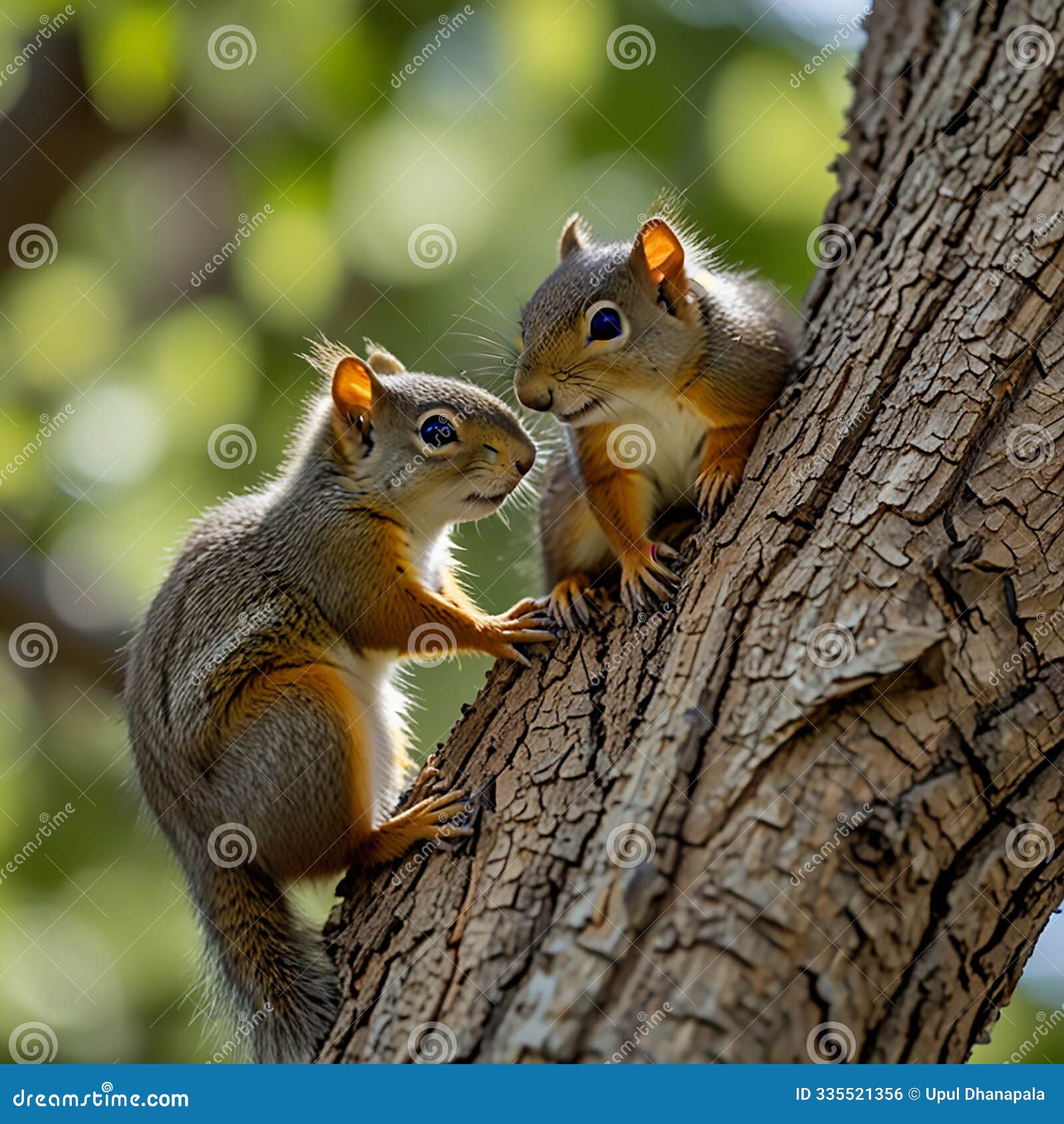 Red Squirrels Sitting on the Tree Stock Illustration - Illustration of ...