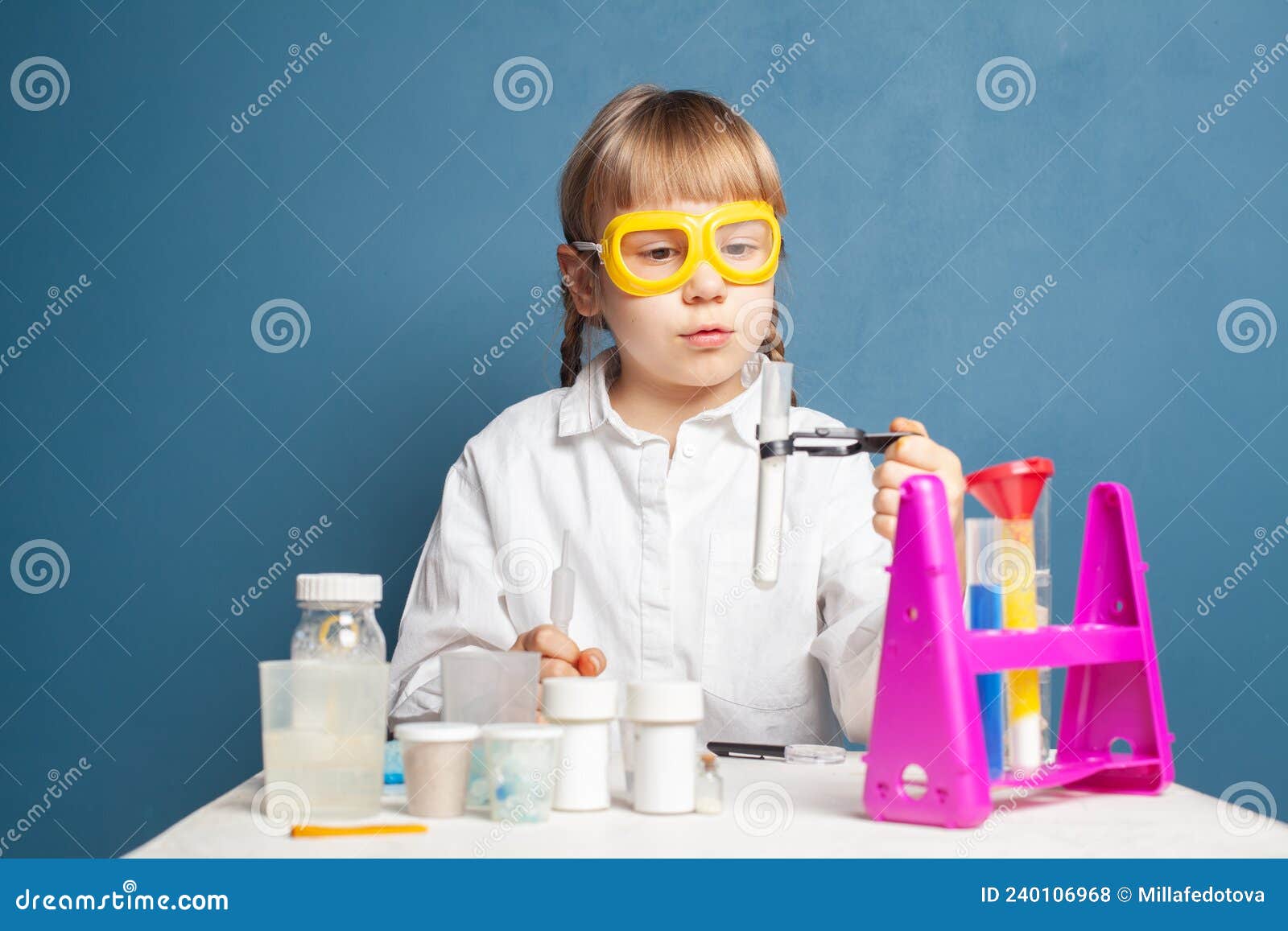 Curious Student Girl Learning Science. Child Learning Science Stock ...