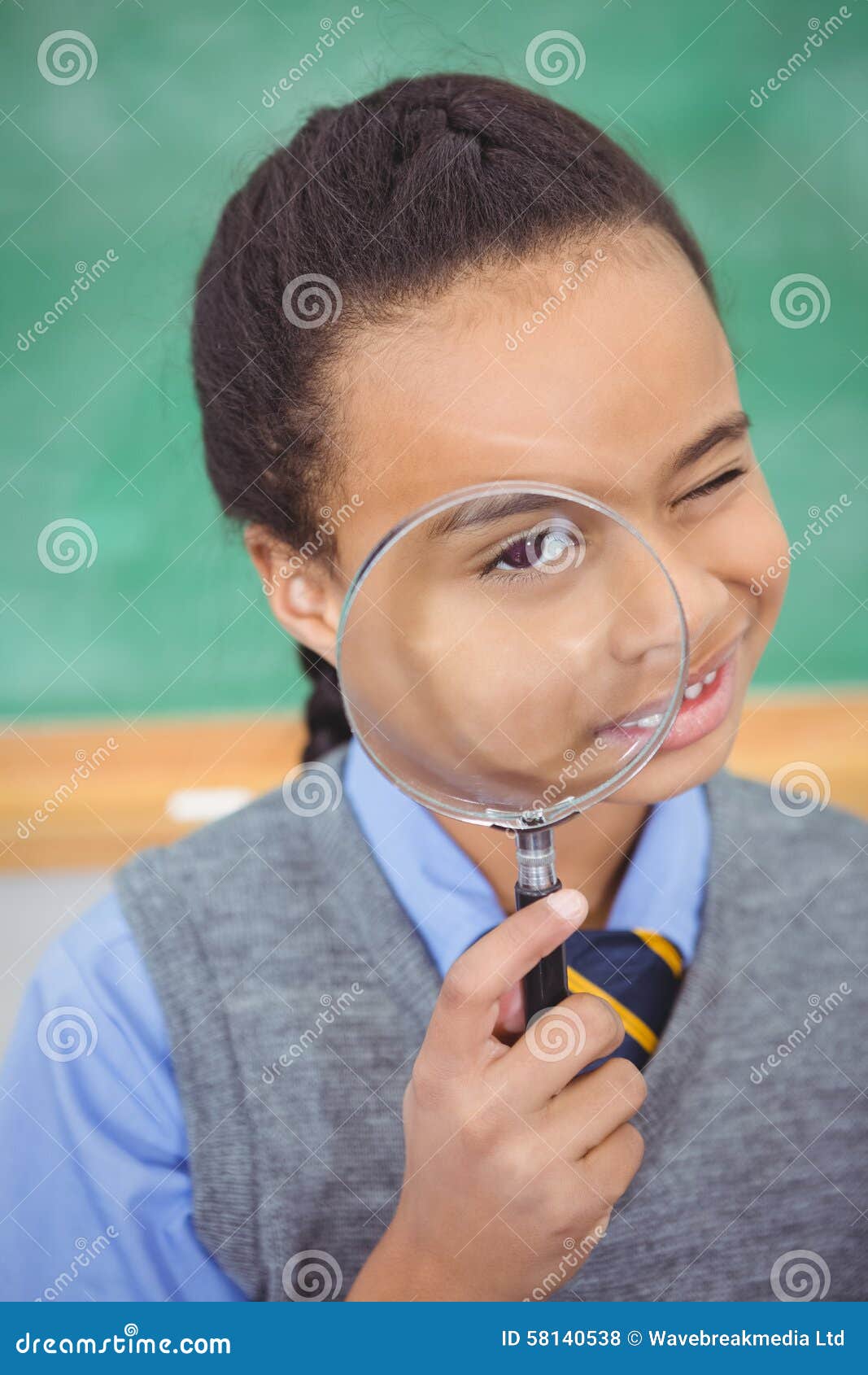 Curious Student Using a Magnifying Glass Stock Photo - Image of ...