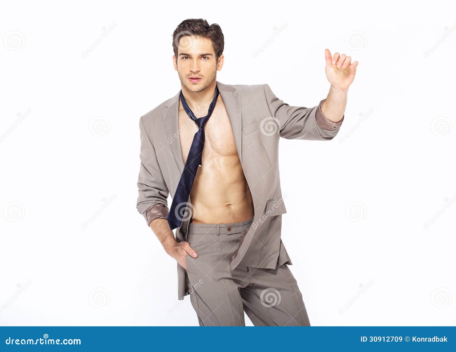 Curious Stylish Man Wearing Suit Stock Image - Image of adult, isolated ...