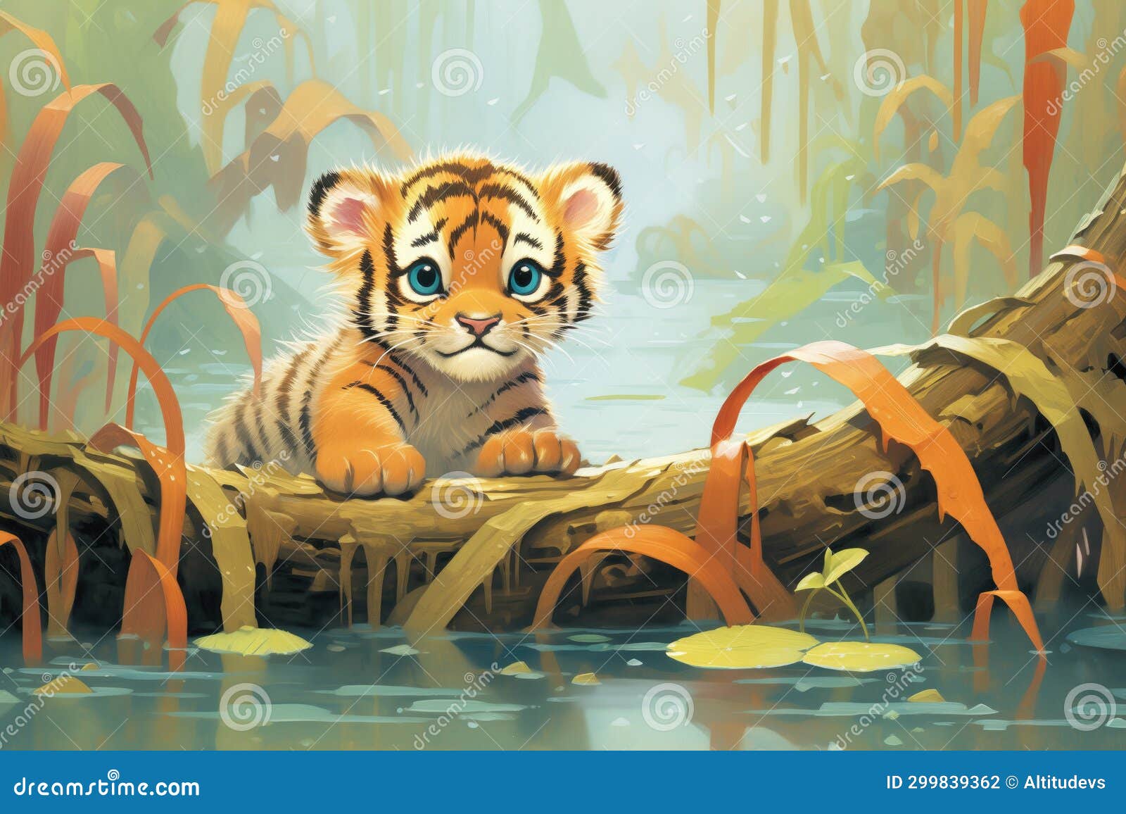 A Curious Sumatran Tiger Cub Exploring Its Habitat Stock Photo - Image ...