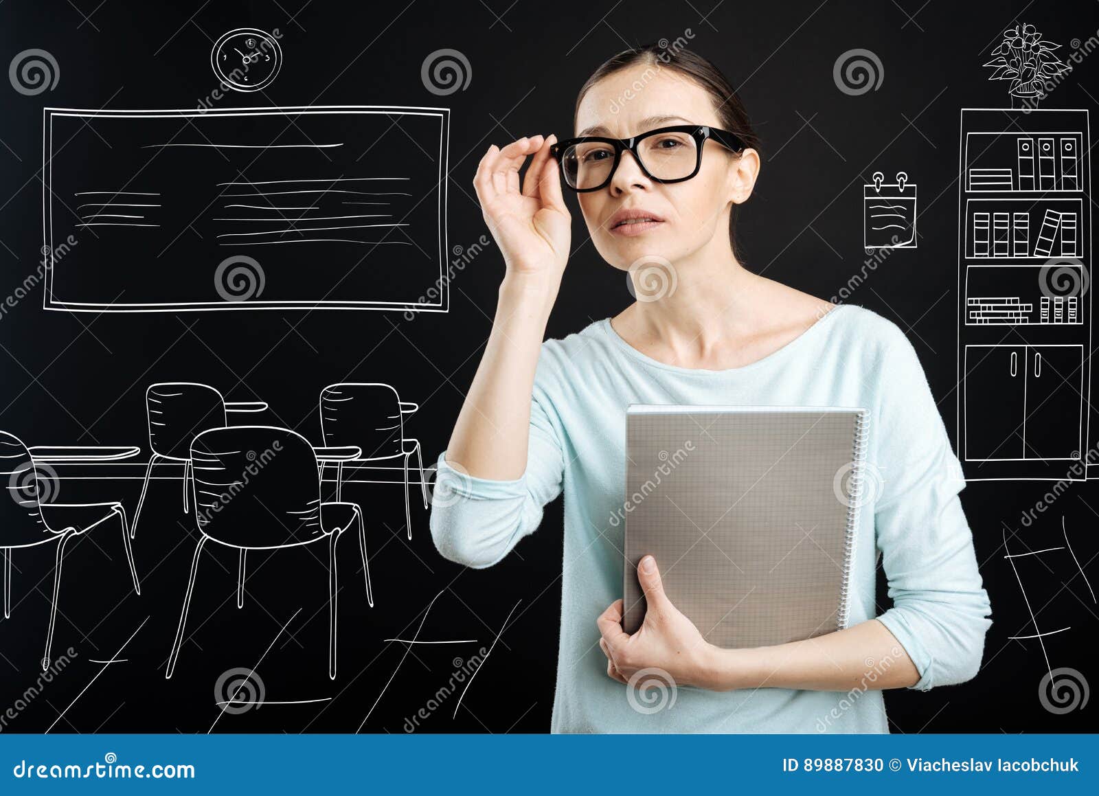 Curious Teacher Working at School Stock Photo - Image of graduation ...