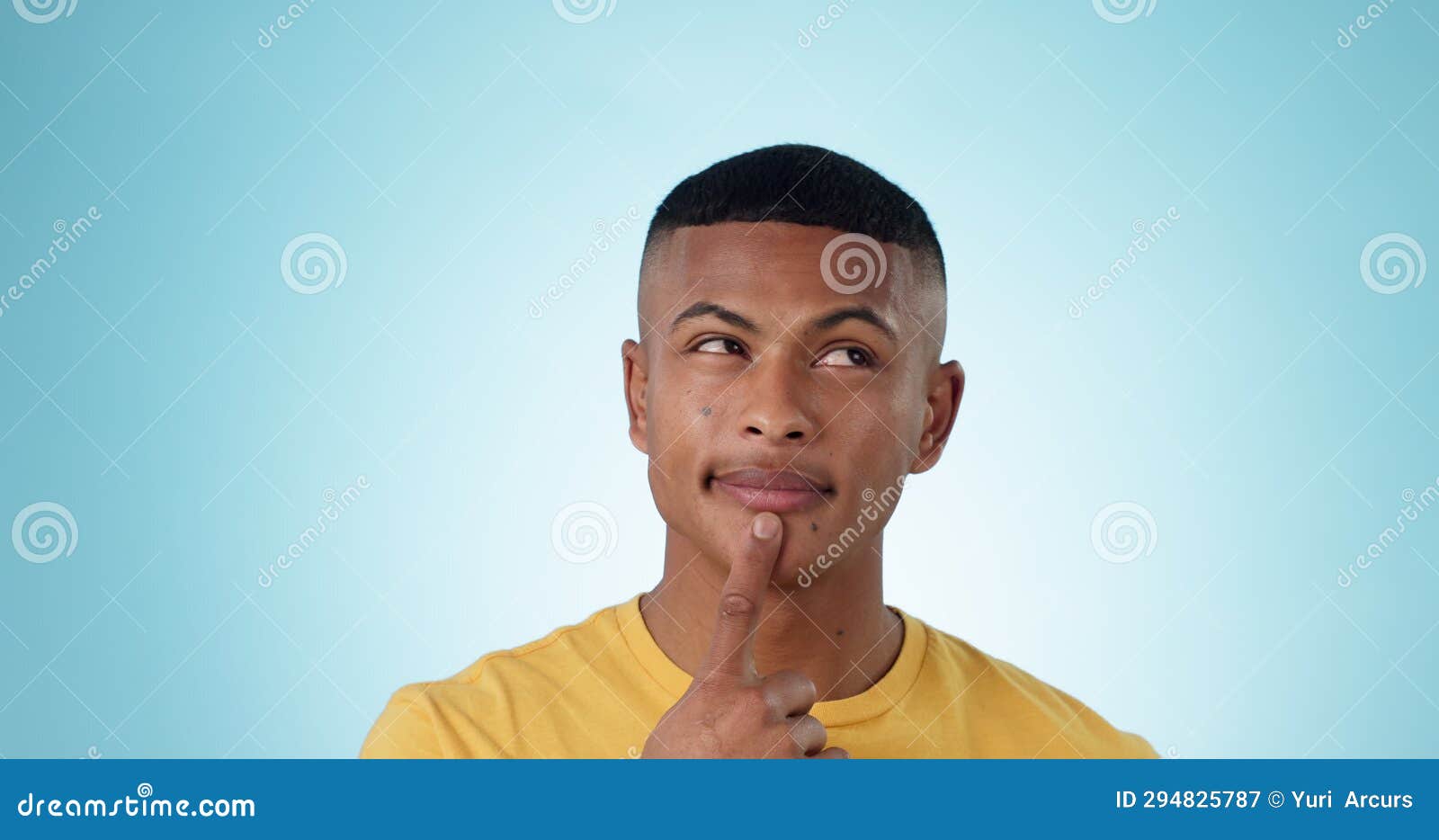 Curious, Thinking and Young Man in a Studio with Confused, Doubt or ...