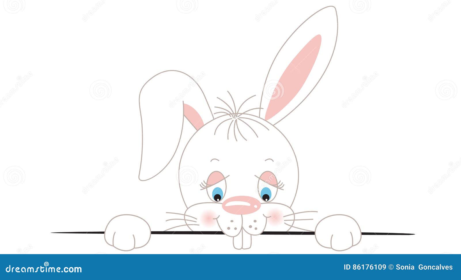 Curious White Bunny Peeking Out Stock Vector - Illustration of graphic ...
