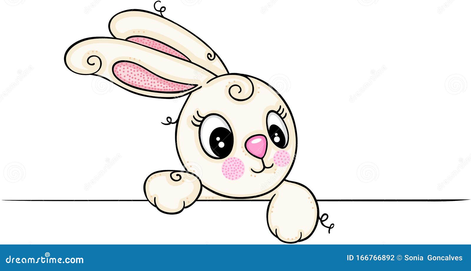 Curious White Bunny Peeking Out Stock Vector - Illustration of cute ...