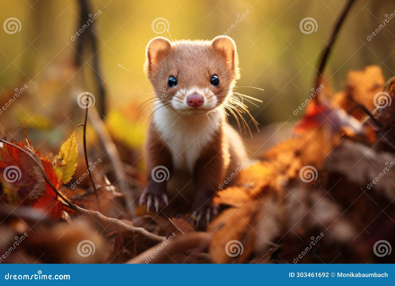 Curious Wild Weasel in Forest Stock Illustration - Illustration of ...