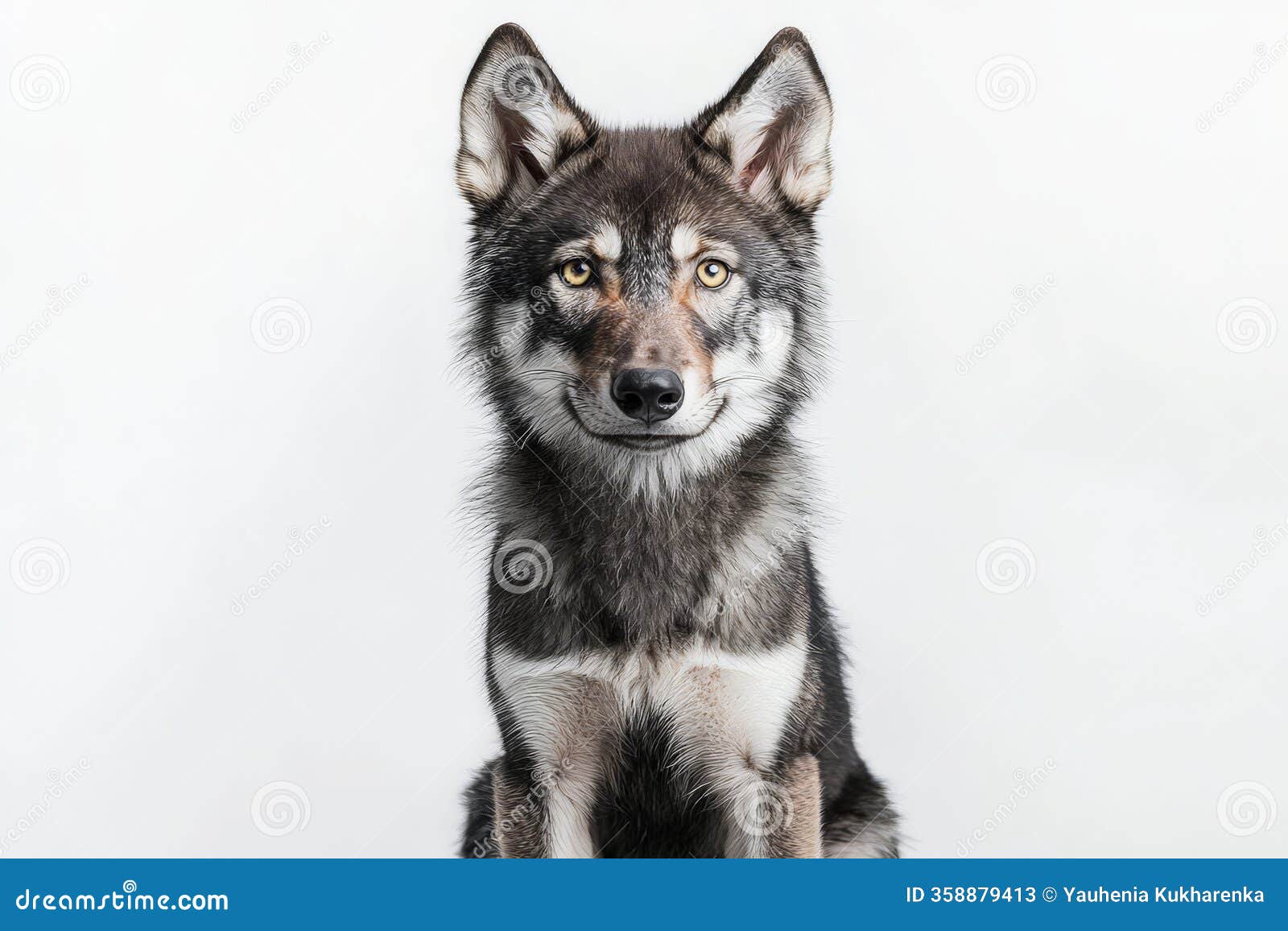 Curious Wolf Pup Studio Portrait Stock Illustration - Illustration of ...