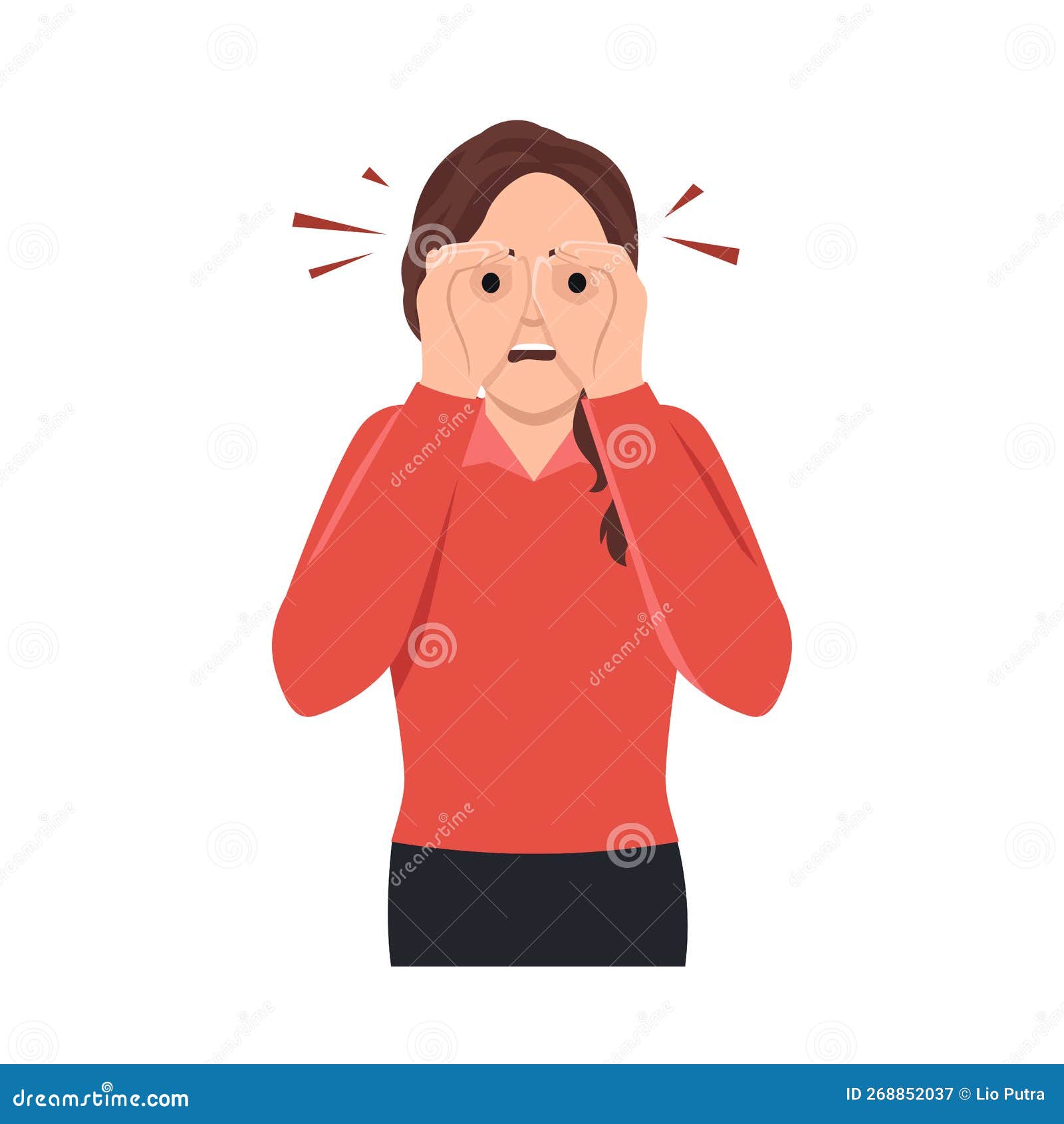 Curious Woman Looking at Screen Using Hands instead of Binoculars Stock ...