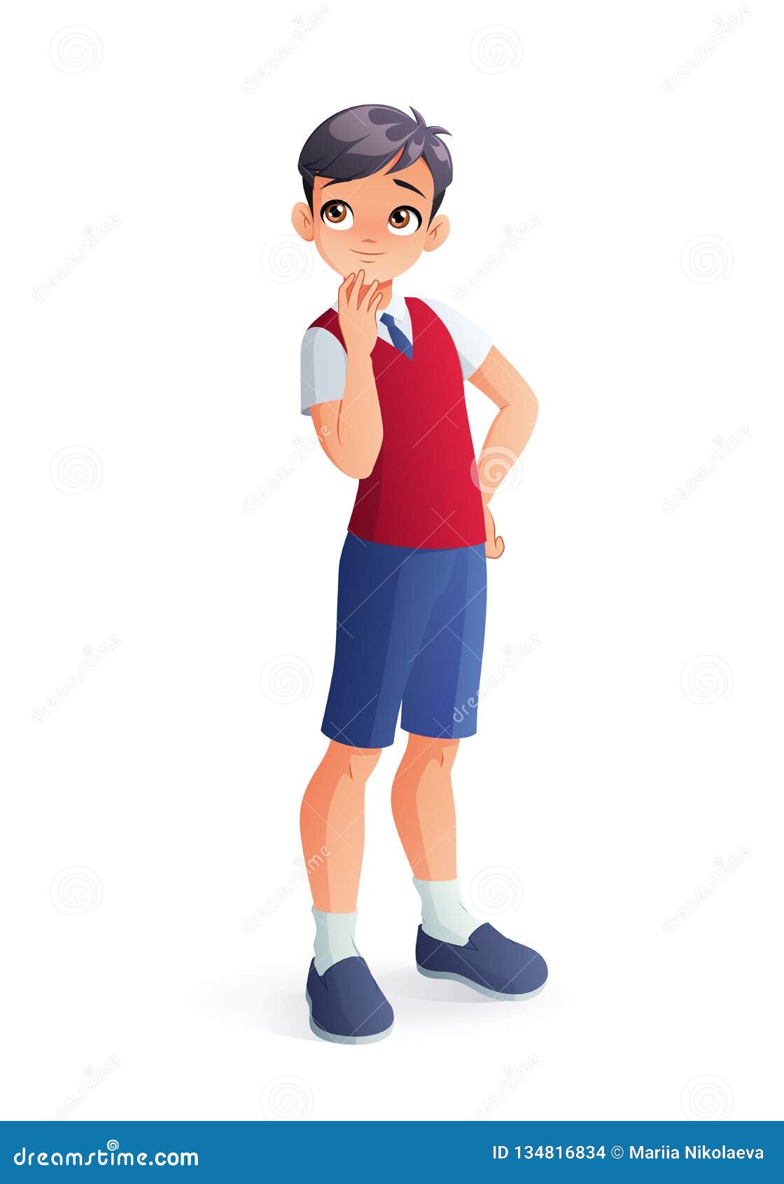 Curious Young Thinking Asian Student Boy. Isolated Vector Illustration ... Curious Young Thinking Asian Student Boy. Isolated Vector Illustration ...