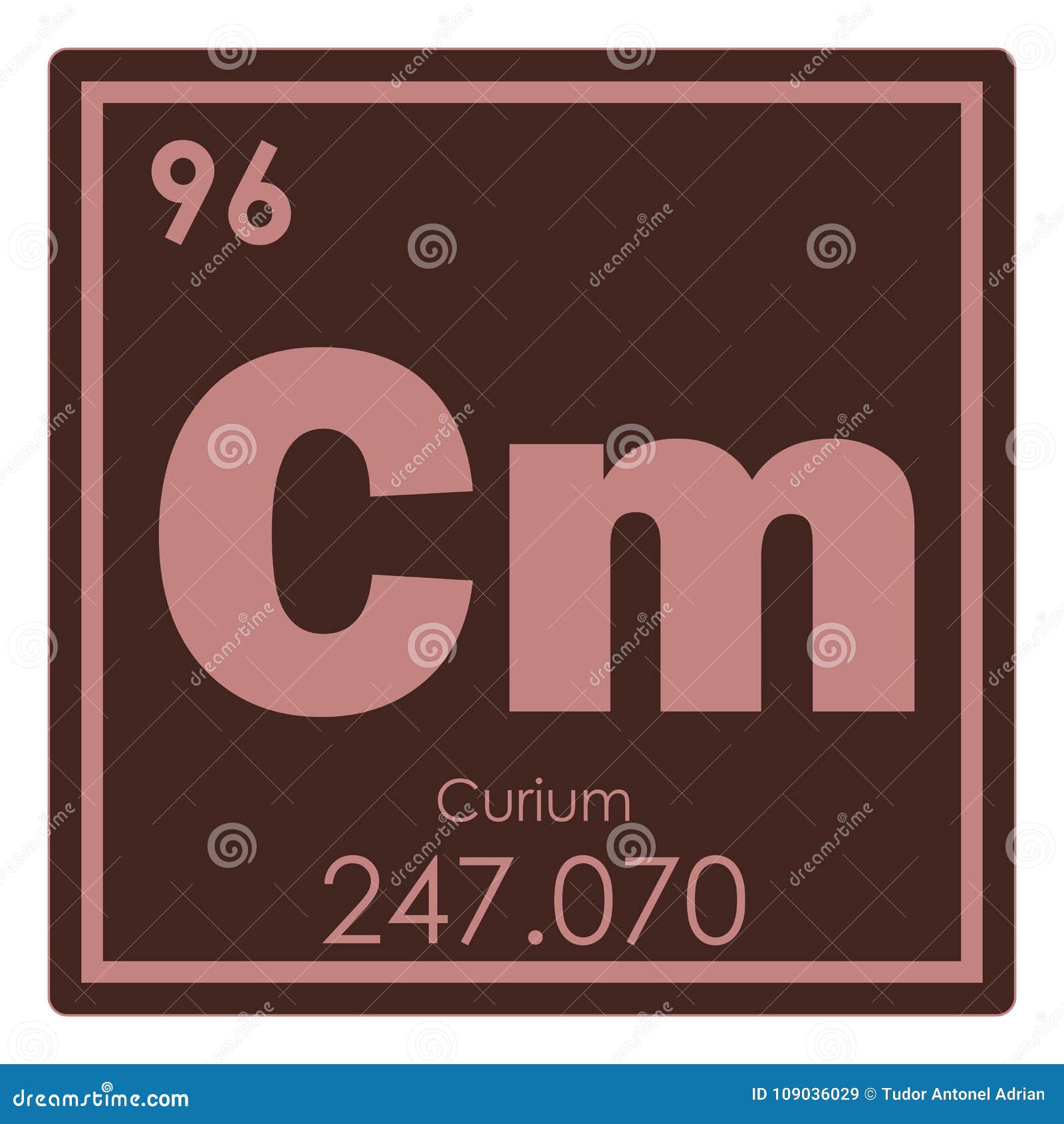Curium As Element 96 Of The Periodic Table 3D Illustration On Blue ...