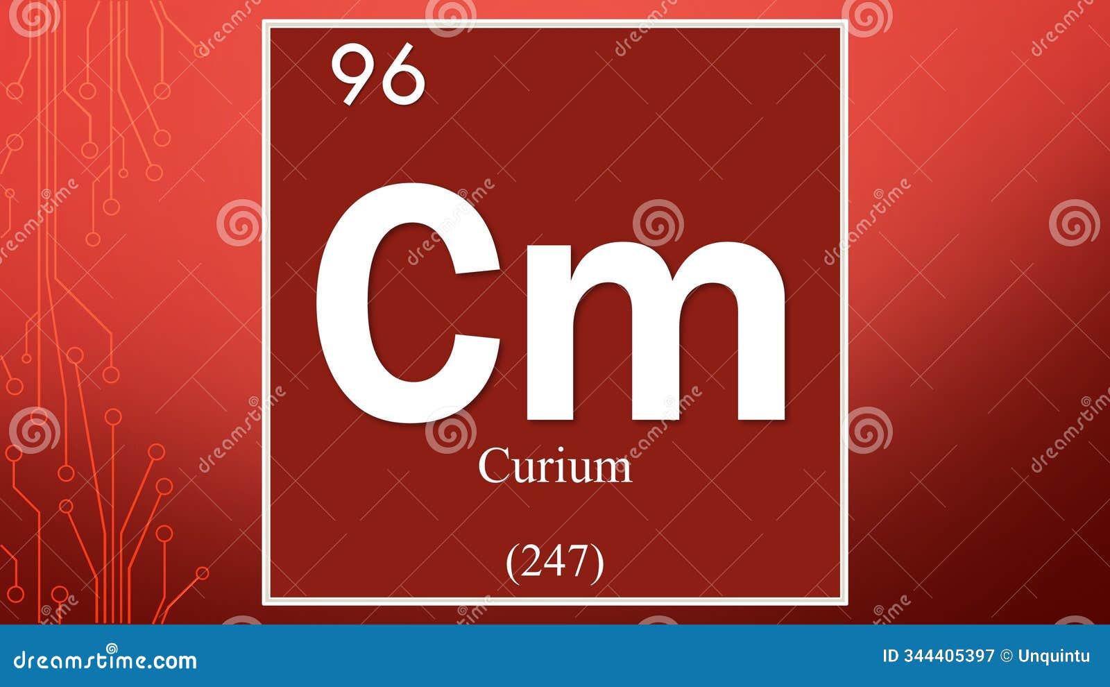 Curium Chemical Element Symbol on Red Abstract Background Stock ...