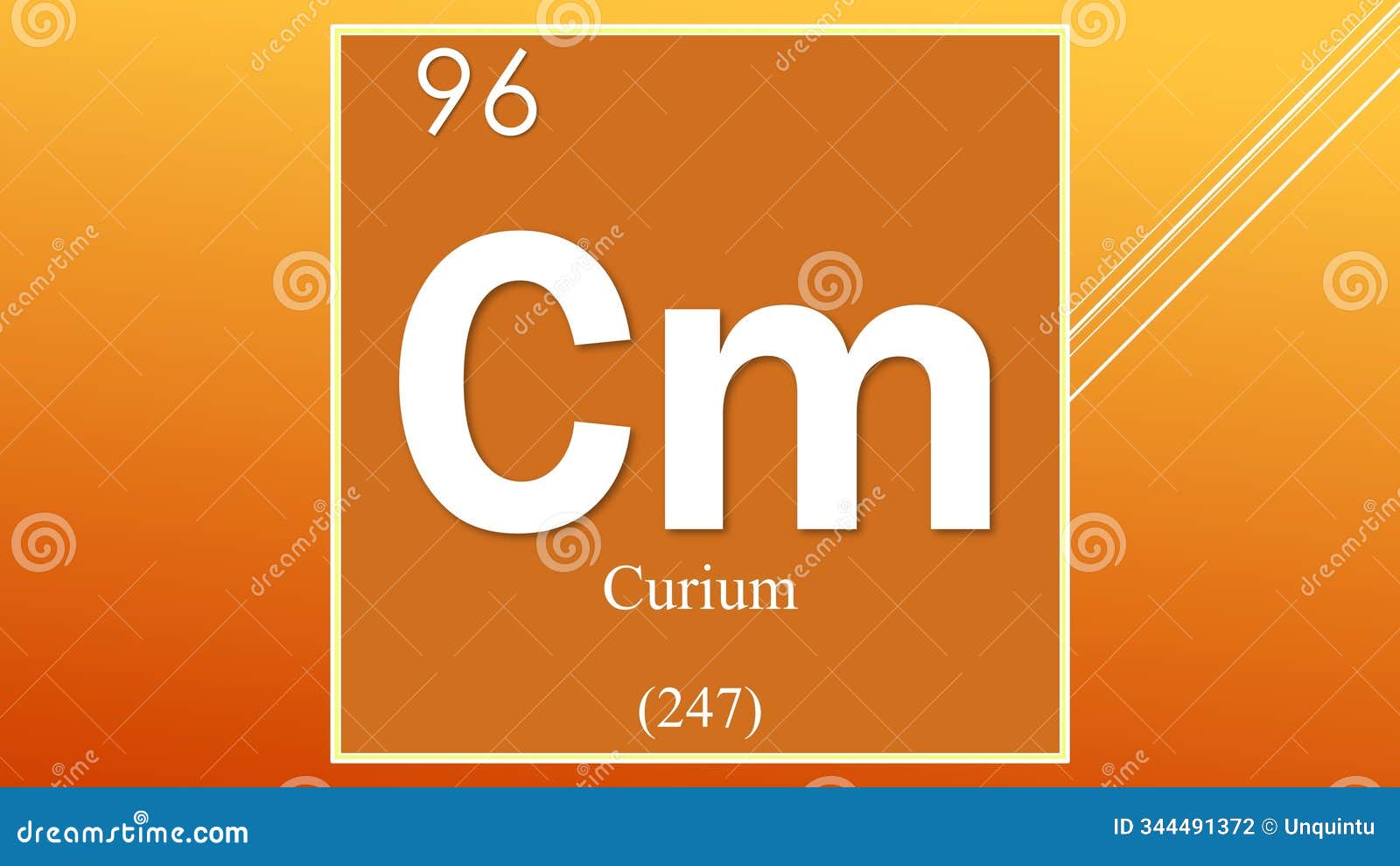 Curium Chemical Element Symbol on Orange Abstract Background Stock ...