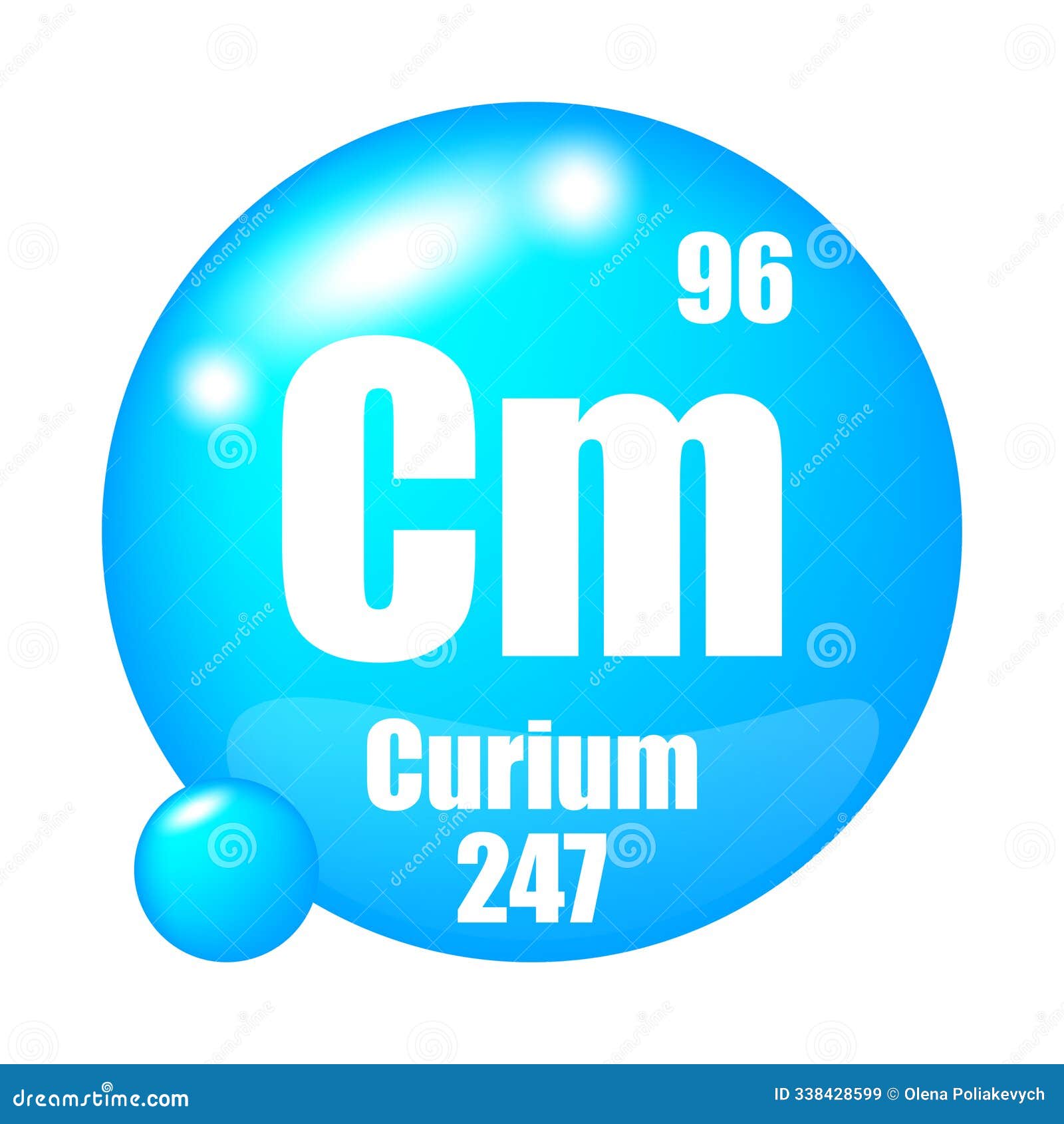 Curium Icon. Cm Chemical Element. Atomic Number 96. Mass 247. Blue ...