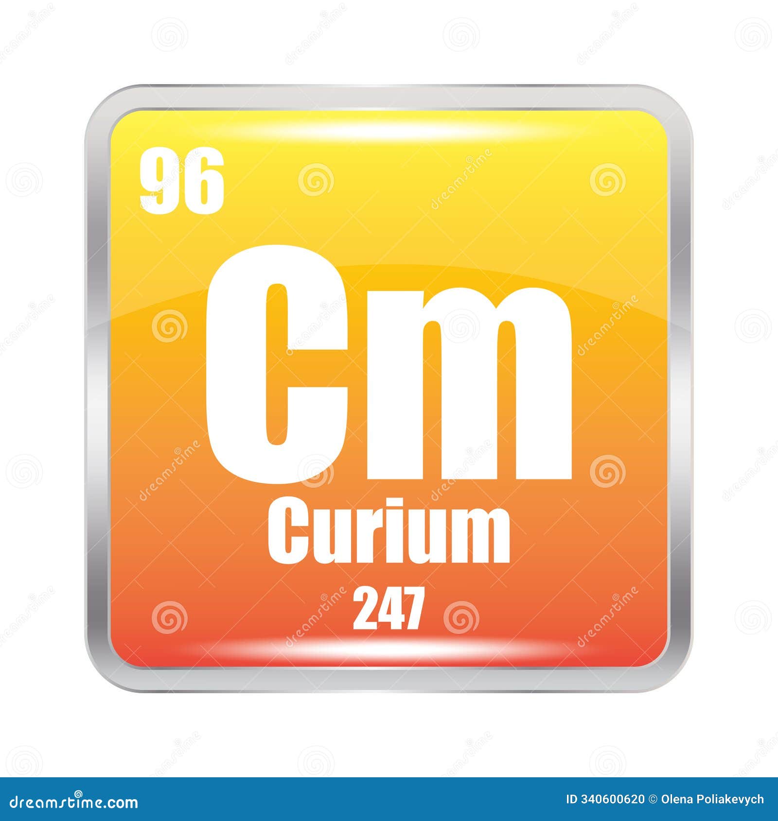 Curium Icon. Cm Chemical Element. Atomic Number 96. Mass 247. Blue ...