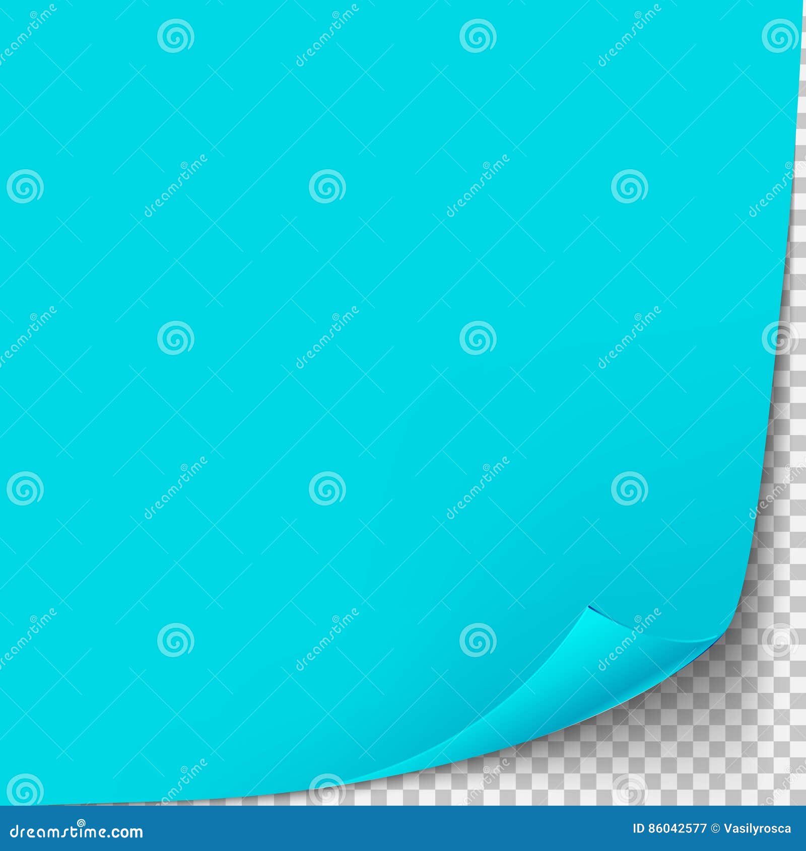 Curl Corner Blue Paper Template. Transparent Grid Stock Vector ...