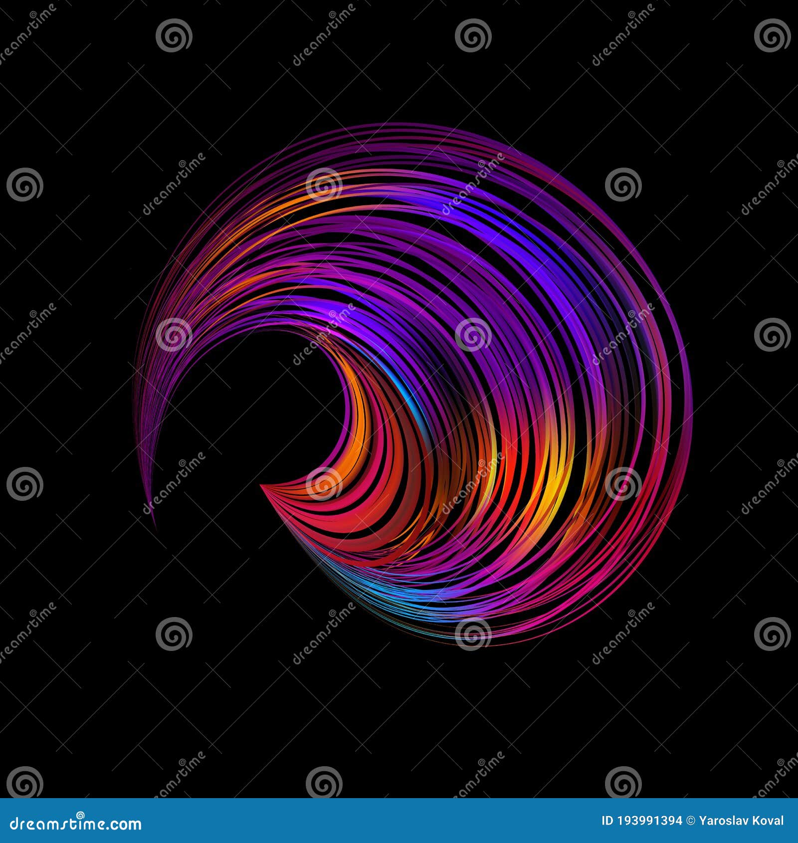 Curl Inside the Circle. Loop Swirl Going into Perspective. Abstract ...