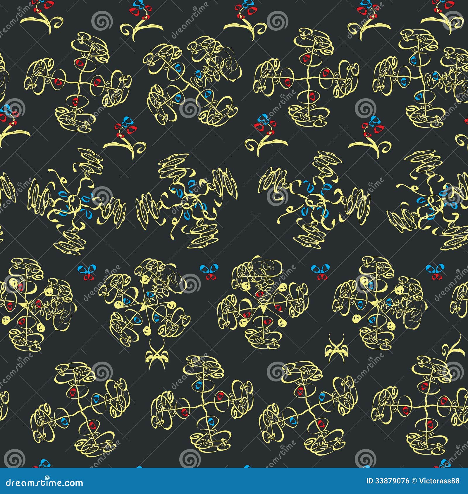 Curl lines floral pattern stock vector. Illustration of chaotic - 33879076