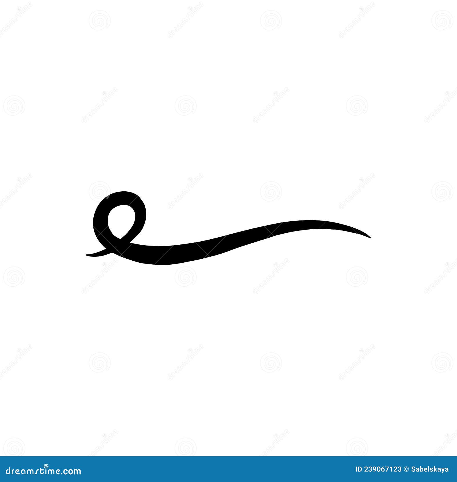 Curl Underline Handwritten Pen Stroke, Vector Illustration Isolated on ...