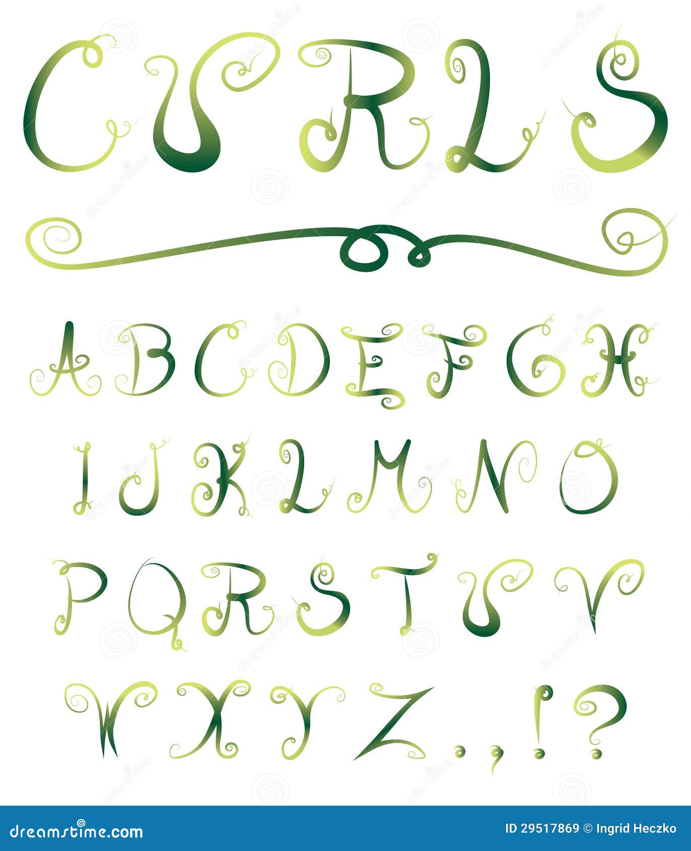 Curled alphabet stock vector. Illustration of hand, alphabet - 29517869