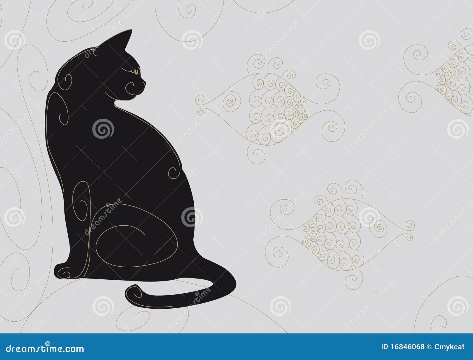 Curled Black Cat stock vector. Illustration of decorative - 16846068