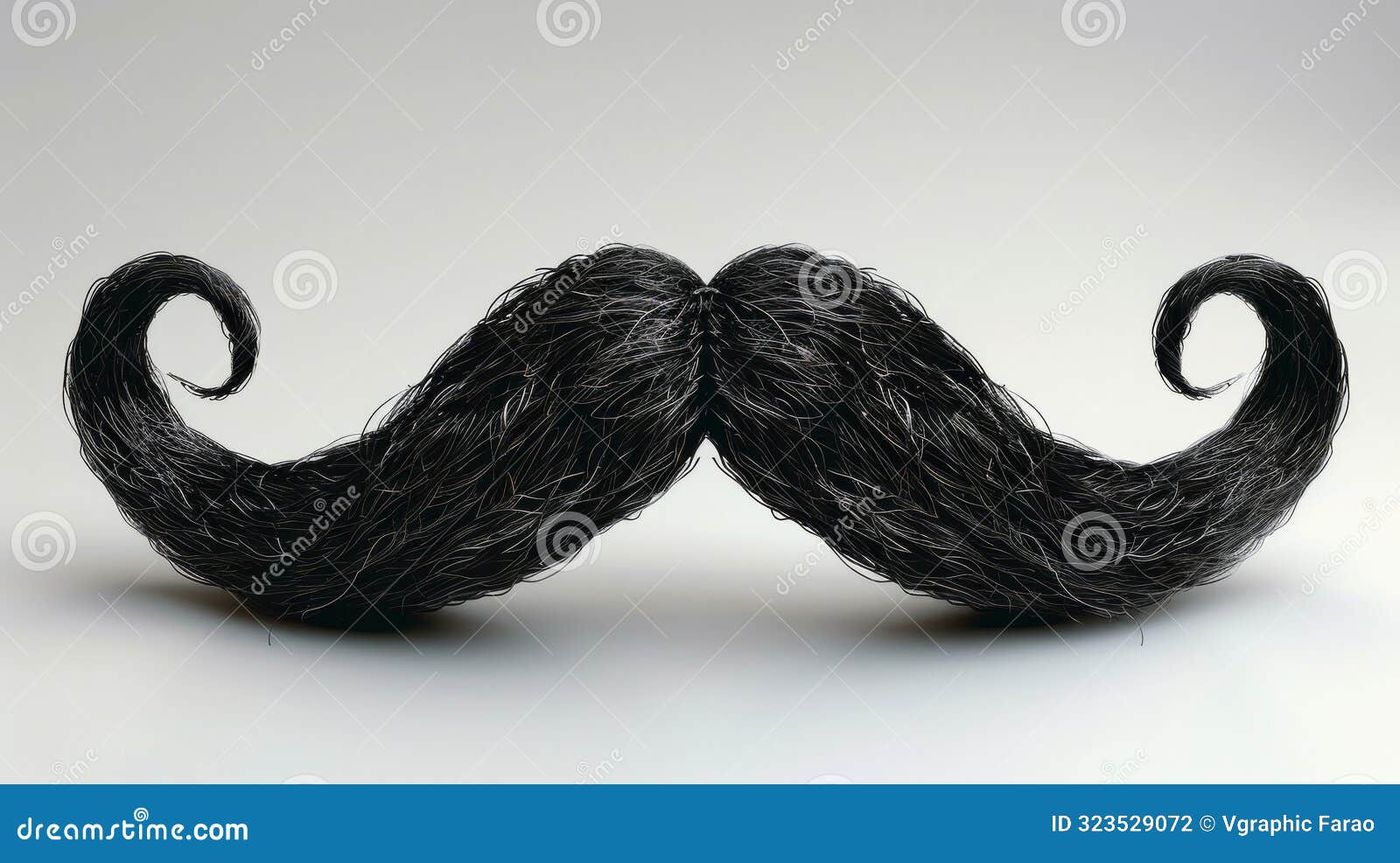 Curled Black Mustache on White Background Stock Photo - Image of ...