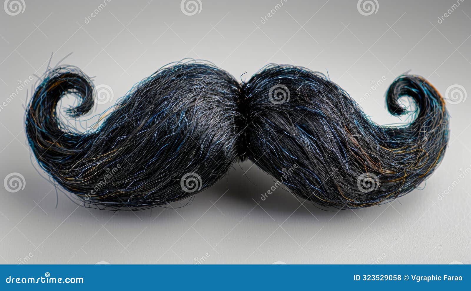 Curled Black Mustache on White Background, Hair Styling Concept Stock ...
