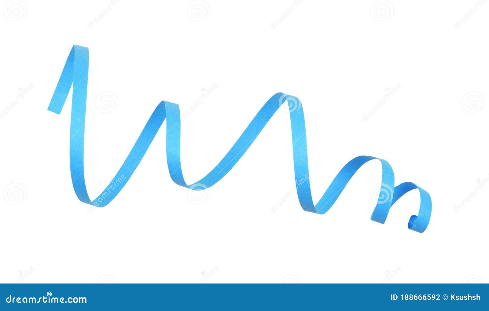 Curled blue paper ribbon stock photo. Image of detail - 188666592